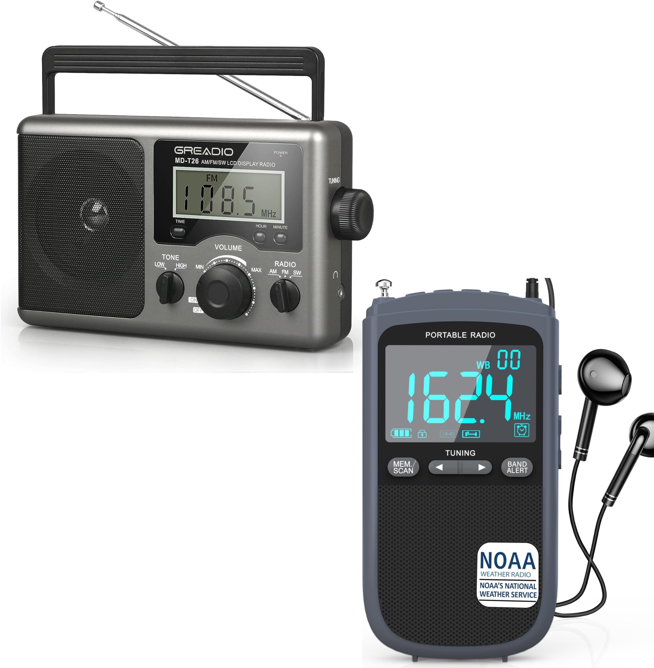 Amazon.com: Greadio Emergency NOAA Weather Radio, Weather Alert Radio ...