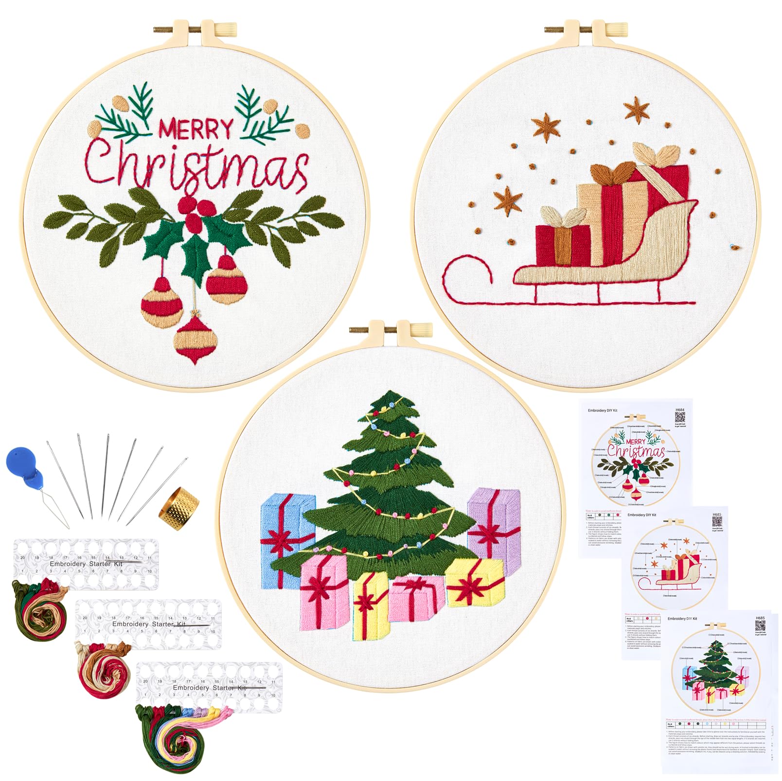Amazon.com: Merry Christmas Embroidery Kits for Beginners Adults ...