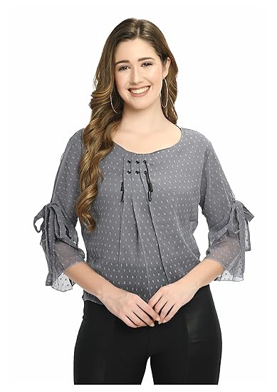 Buy DEE NONU Fashion Woman's & Girl's Wear Georgette Stylish Dobby 3/4 ...