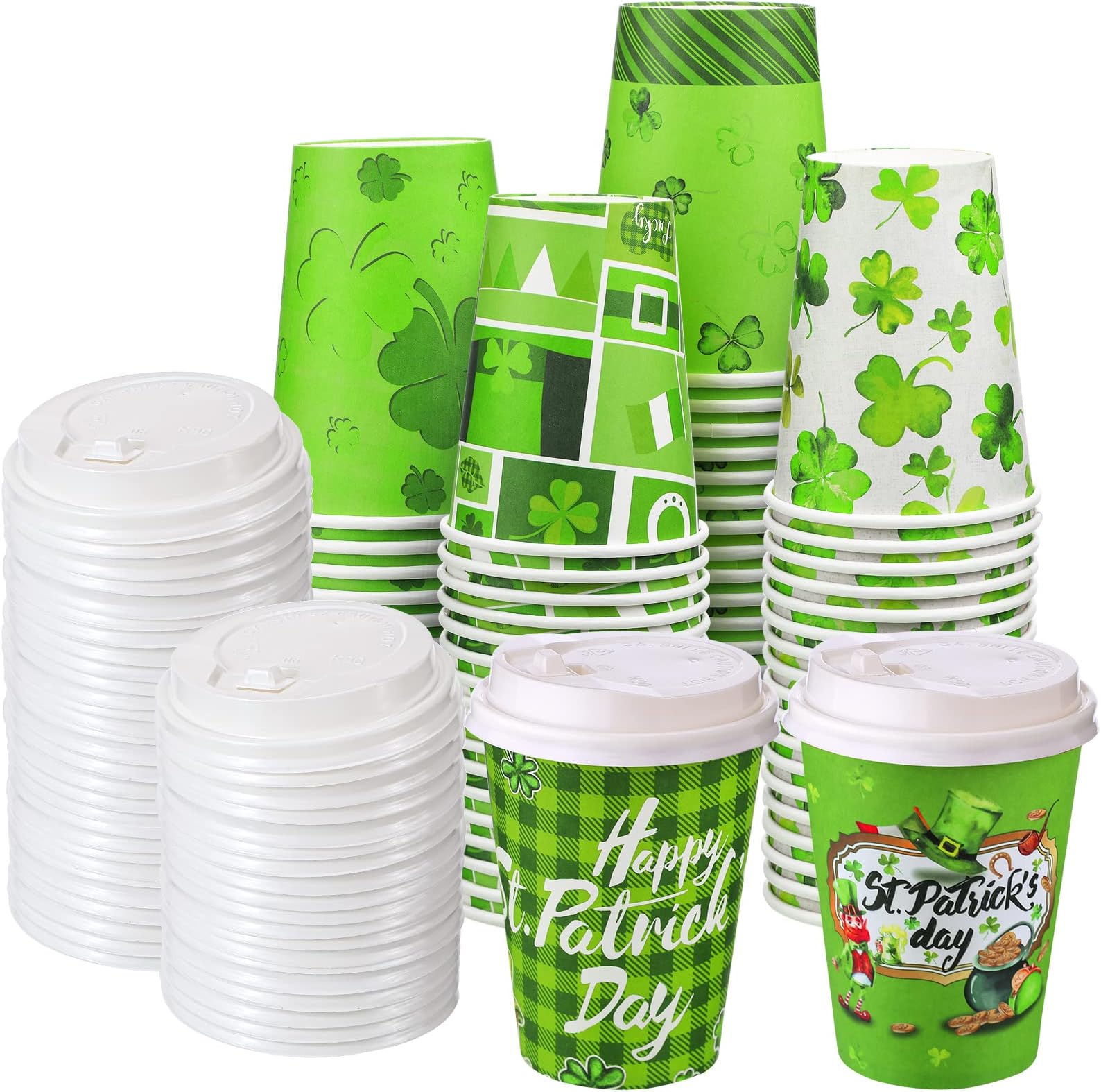 Amazon.com: Patelai 120 Pcs St Patrick's Day Shamrock Cups with Lids ...