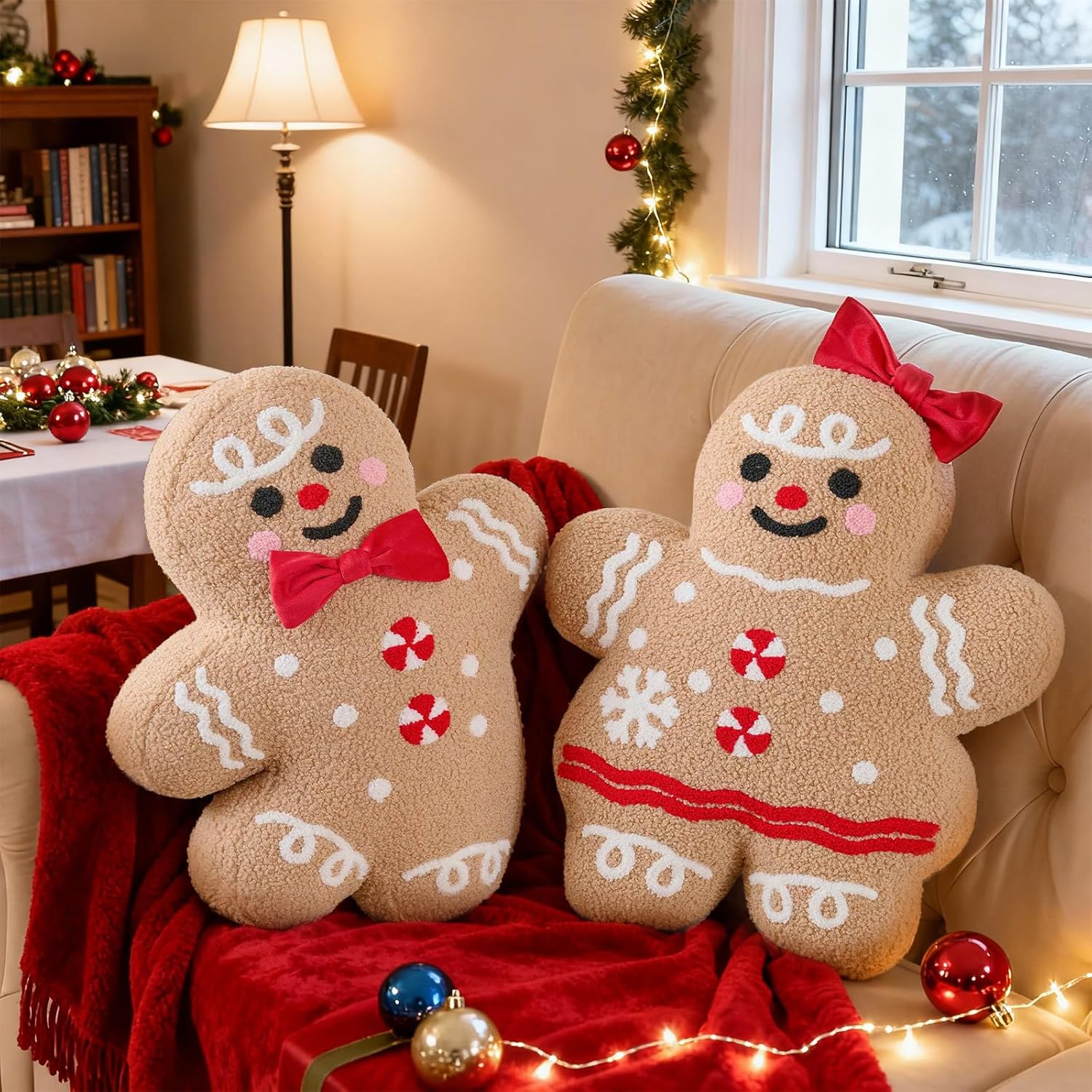 Amazon.com: Lanpn Christmas Gingerbread Man Pillows Set of 2, Christmas ...