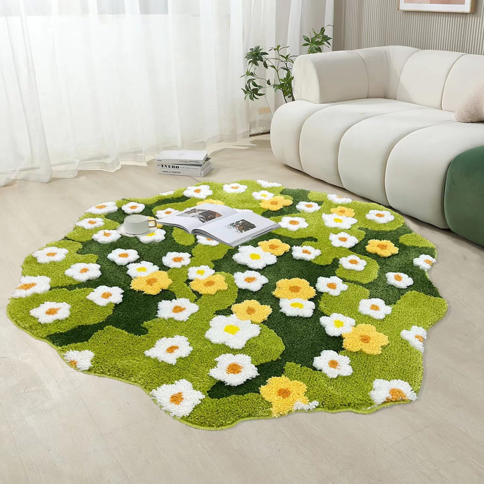 Amazon.com: Moss Rug 3D Stereo Irregular Rug Flowers Forest Daisy Grass ...