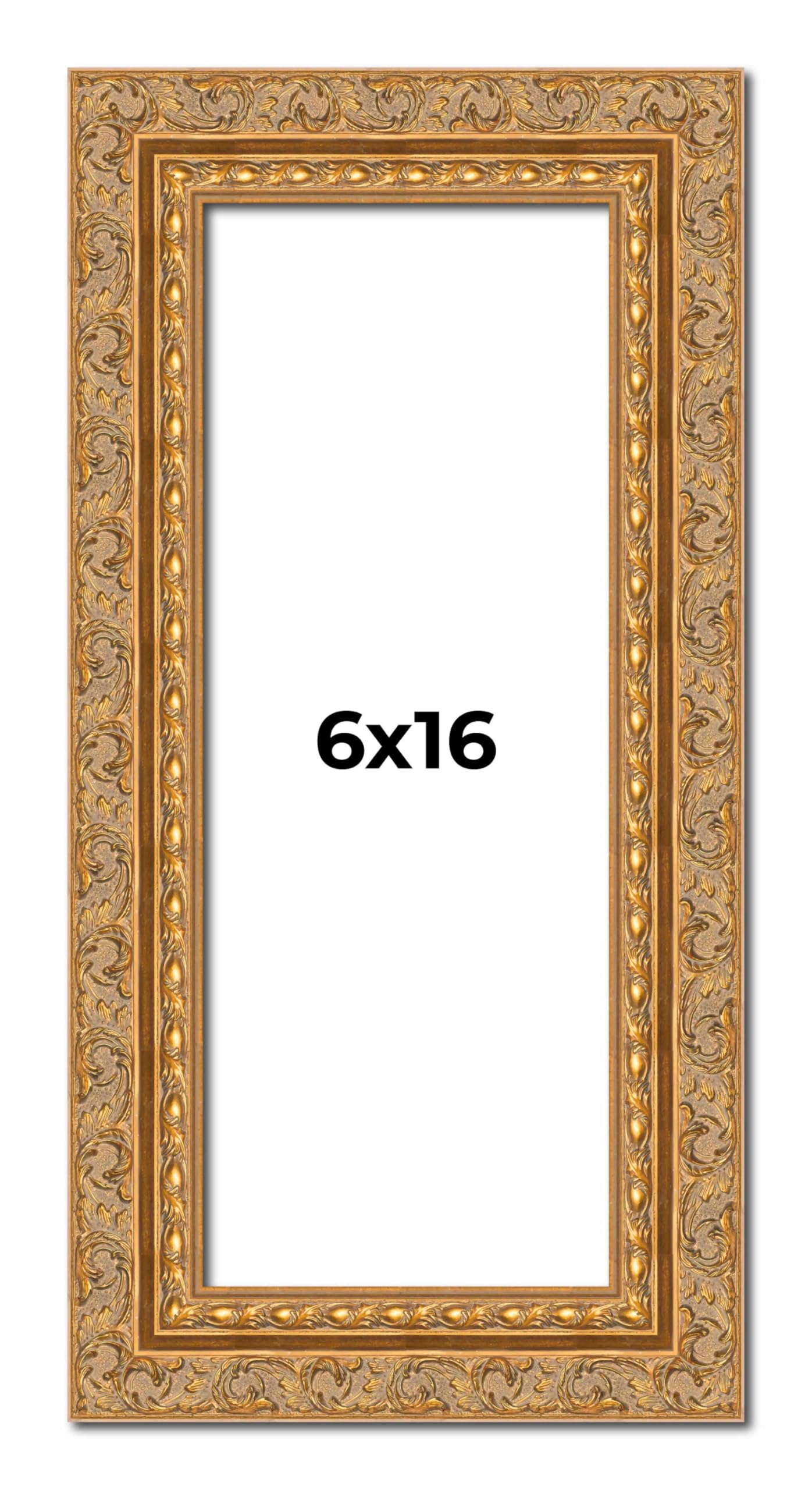 Amazon.com: 6x16 Frame Gold Ornate Solid Wood Picture Frame | 2 Inch ...