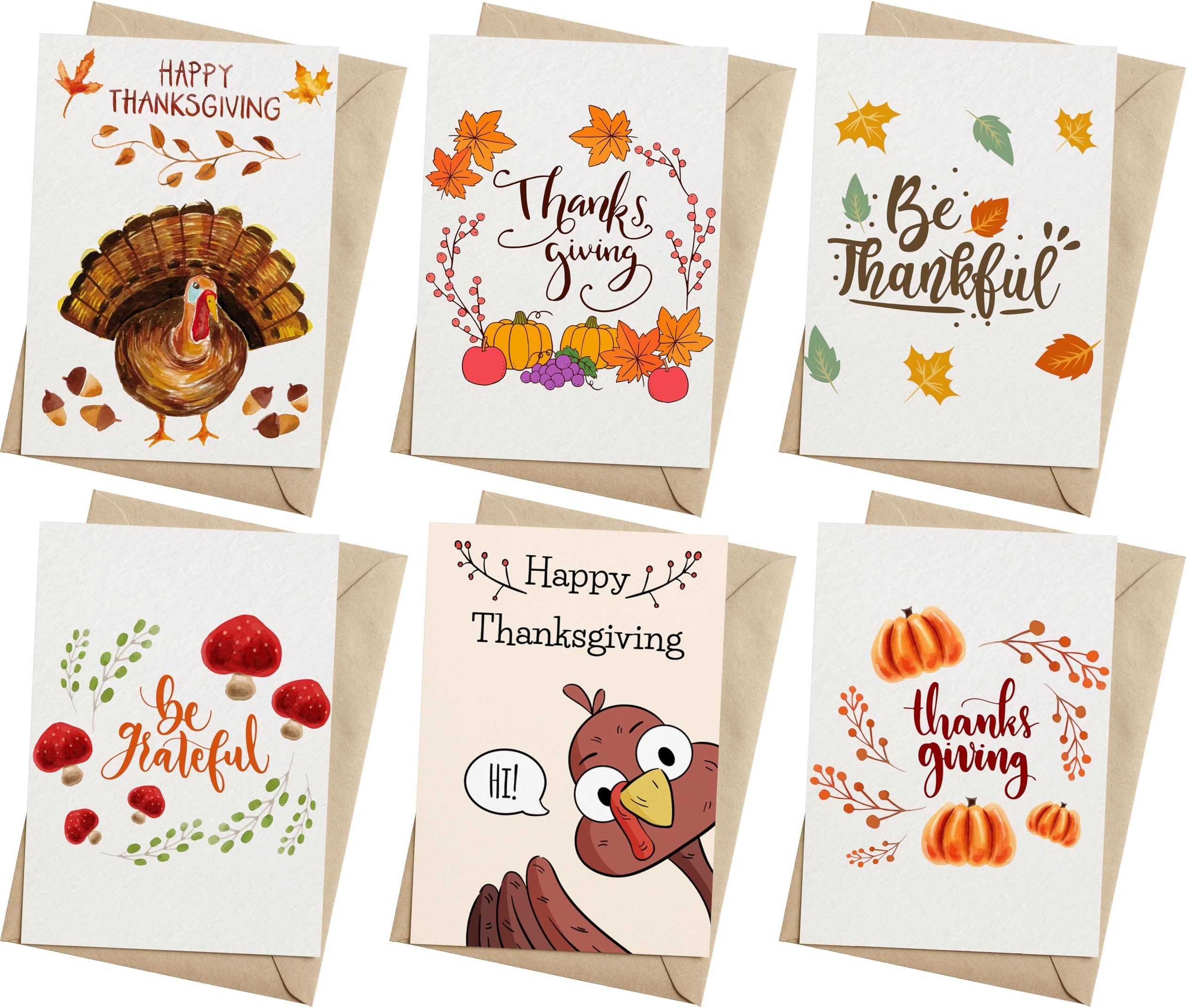 Amazon.com : 12 Pack Happy Thanksgiving Cards, Thanksgiving Cards with ...