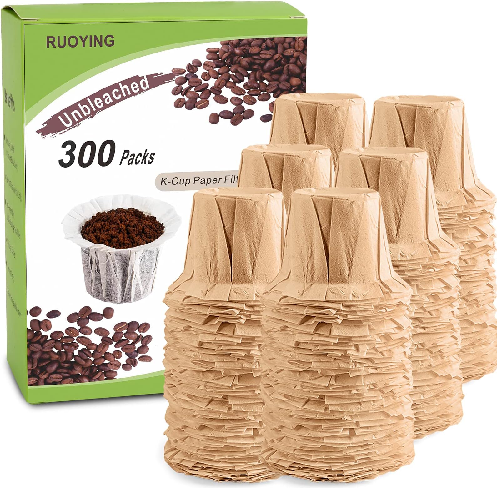 Amazon.com: Unbleached K cup Coffee Paper Filters with Lid Disposable ...