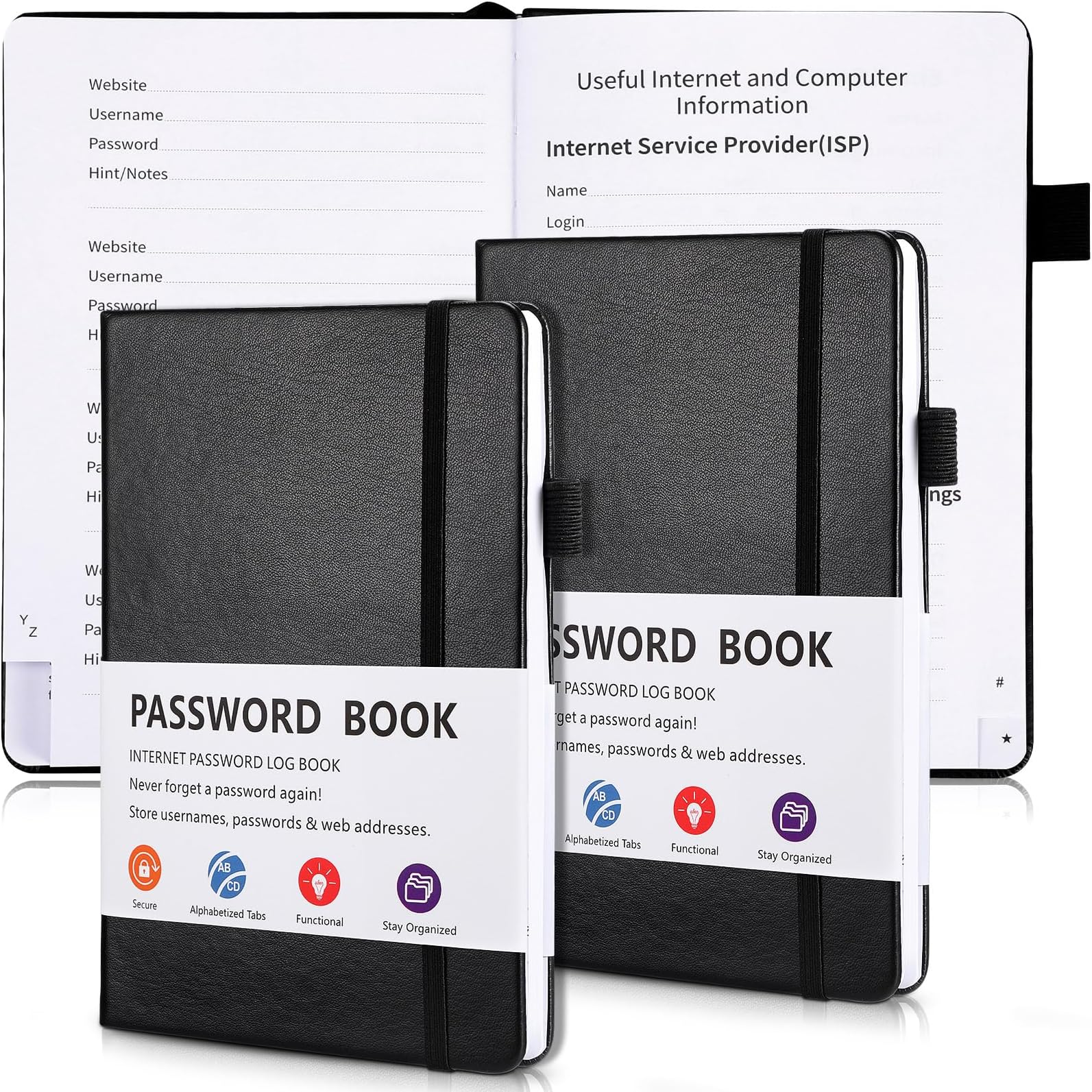 Amazon.com : Chiisong 2 Pcs Password Book with Alphabetical Tabs, 7.8 ...