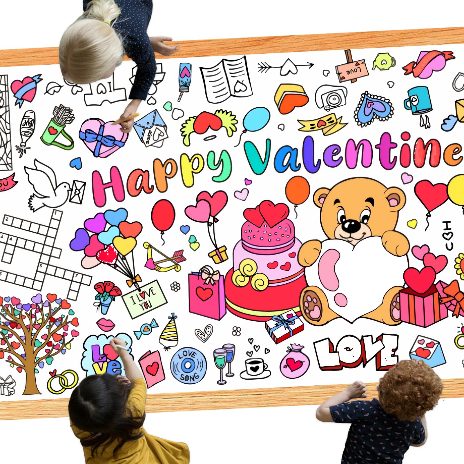Snapklik.com : Happy Valentines Day Coloring Poster, Giant Valentines ...