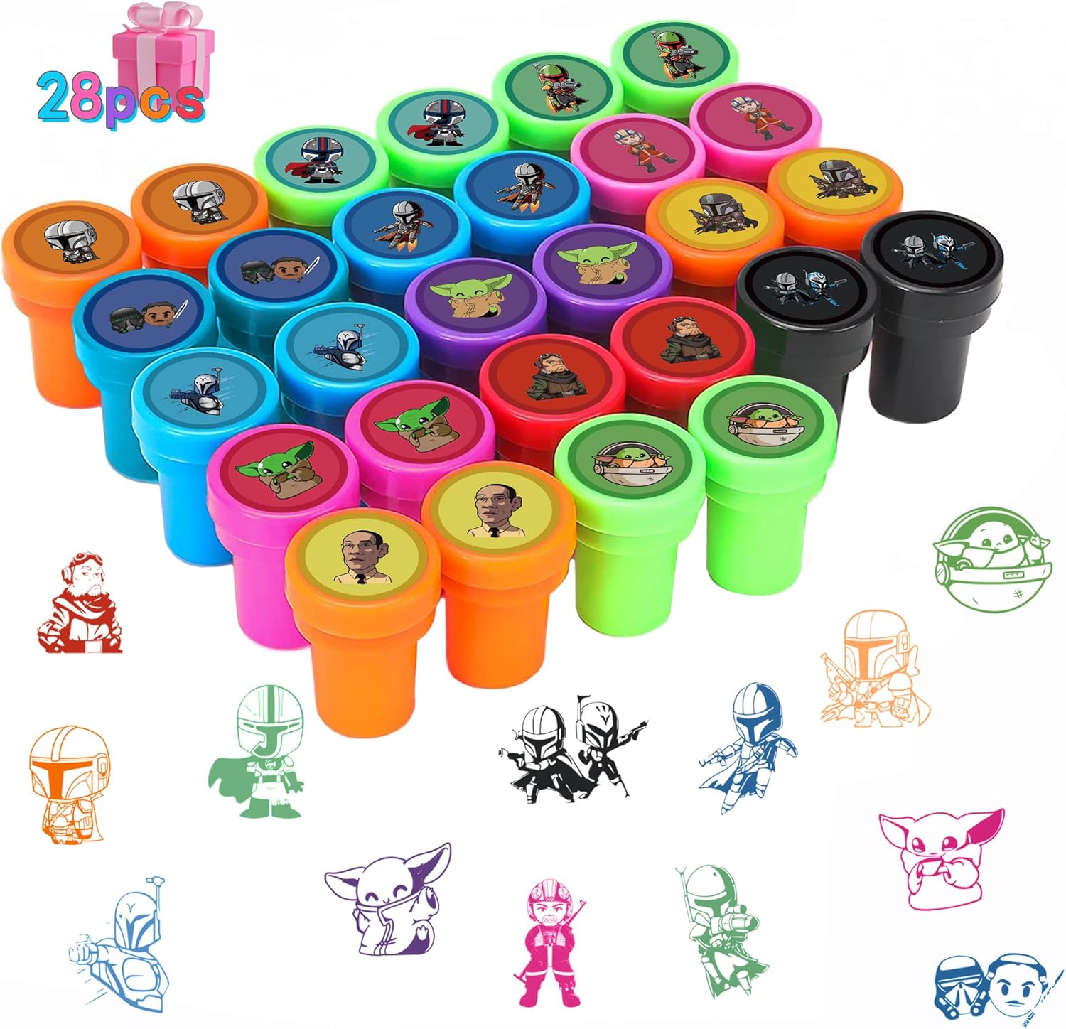 Amazon.com: Cartoon Party Stamps for Kids - 28 Pcs Baby Themed Self ...