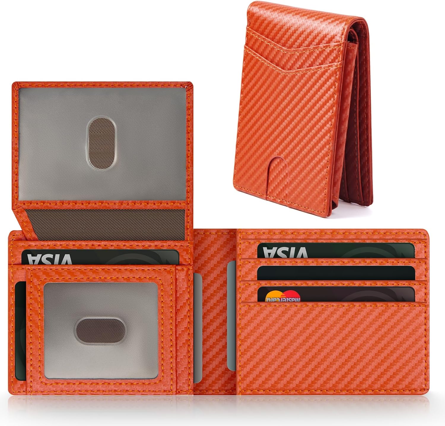 Amazon.com: GNDR Wallet For Men RFID Blocking Leather Orange Wallets ...