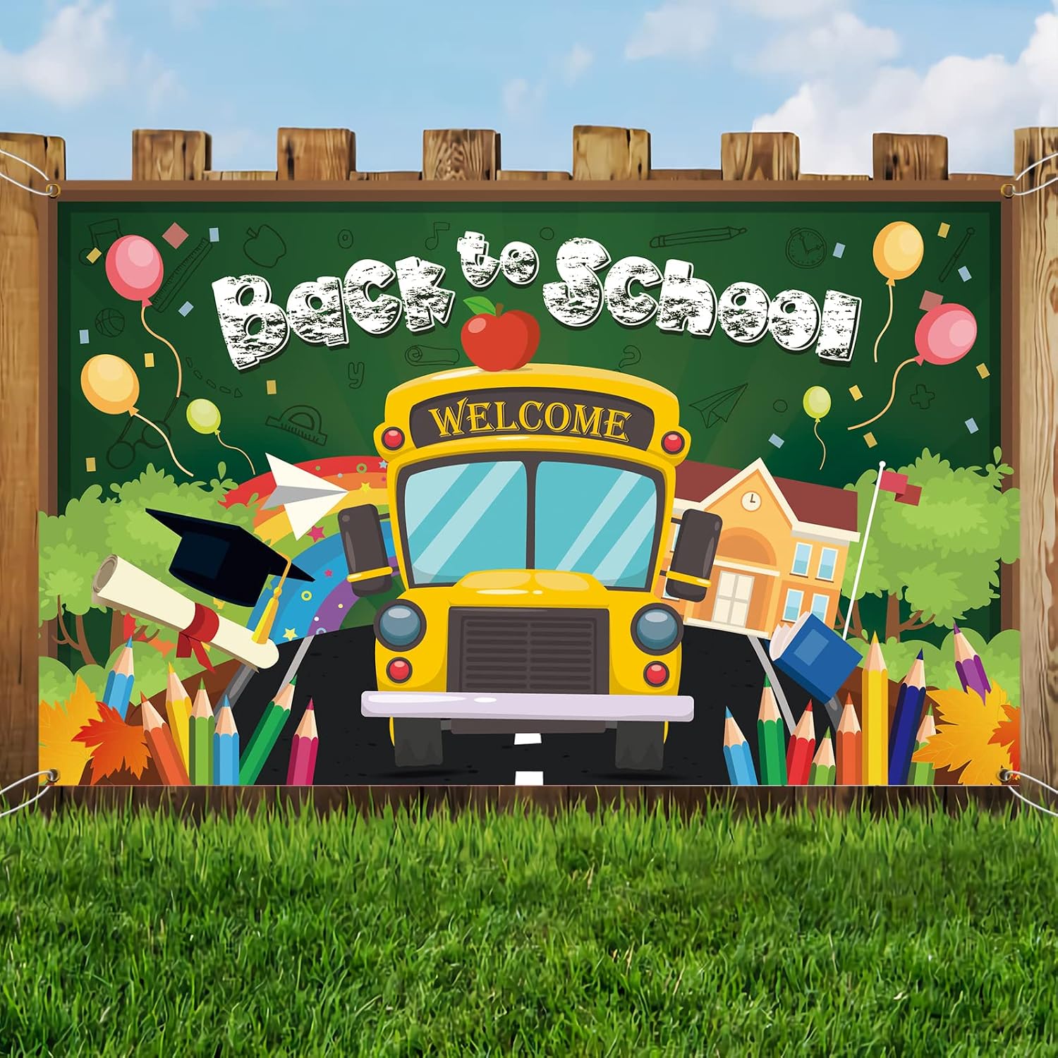 Amazon.com : Back to School Backdrop First Day of School Photo Booth ...