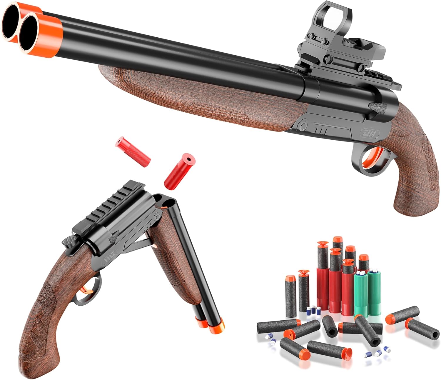 Amazon.com: Shell Ejecting Double Barrel Toy Shotgun Soft Bullets ...