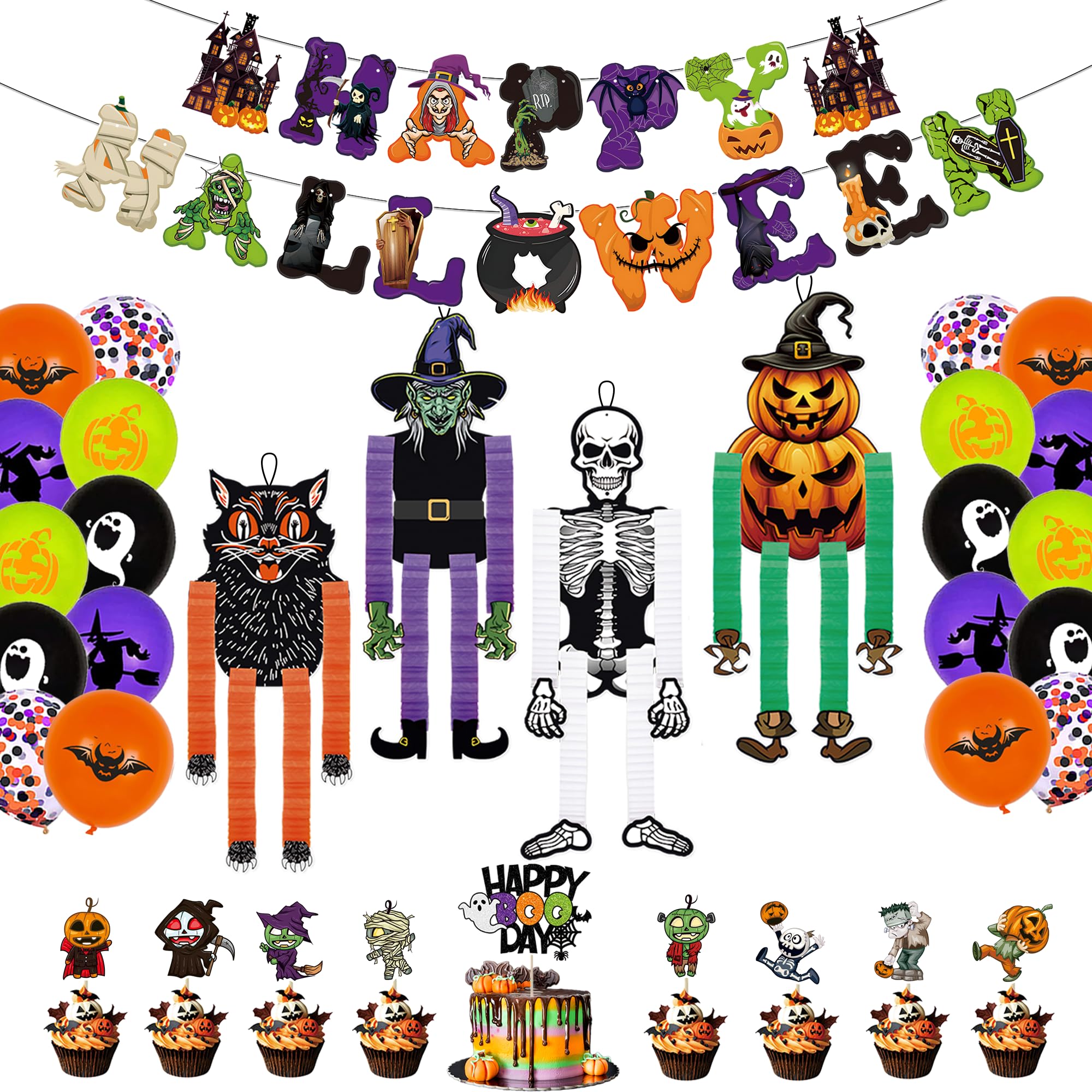 Amazon.com: Holkcog Halloween Decorations Hanging Swirl 35pcs Halloween ...