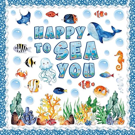 Amazon.com: JarThenaAMCS 112Pcs Ocean Fish Bulletin Board Decor Set ...