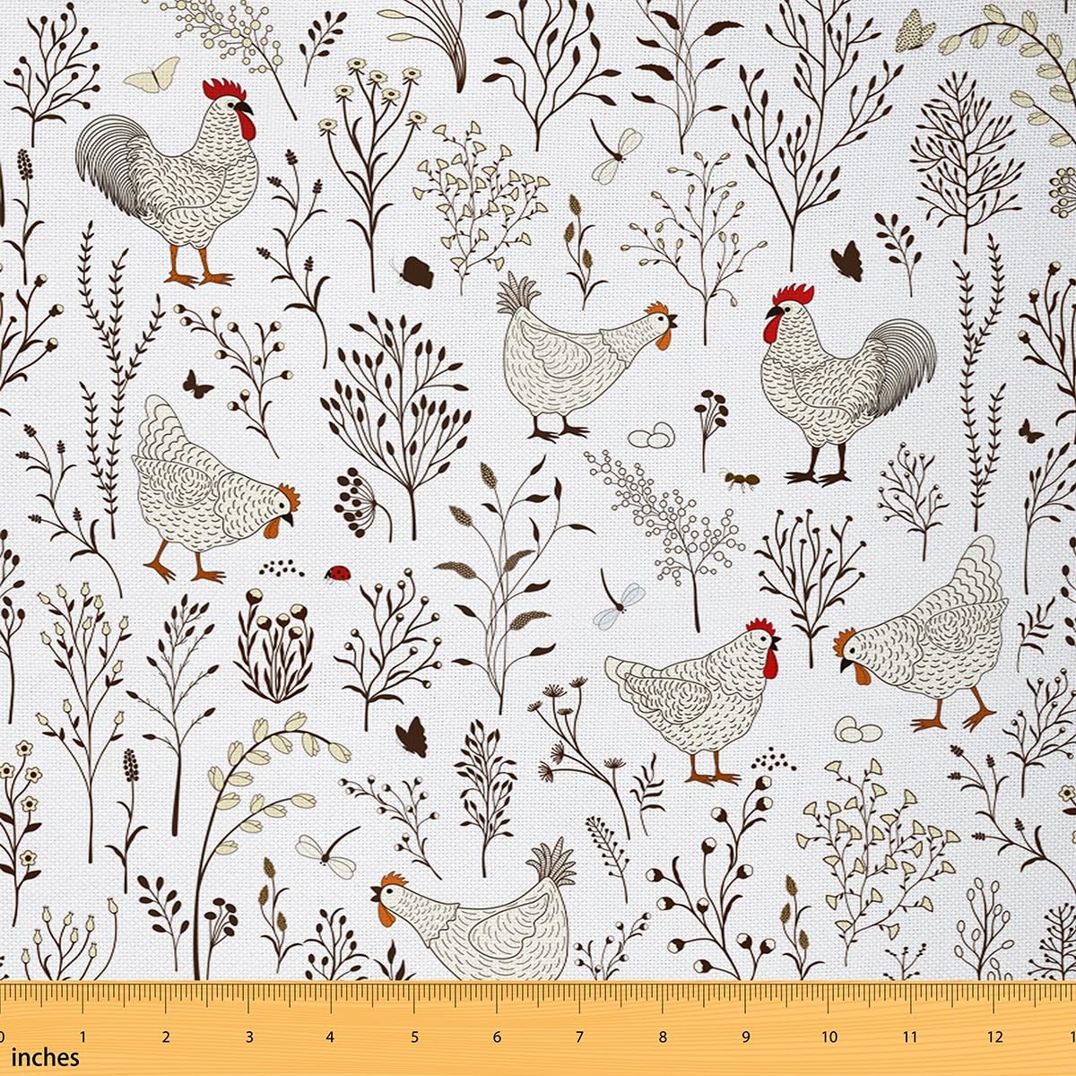 Amazon.com: Farm Chicken Eggs Fabric by The Yard,Vintage Style ...