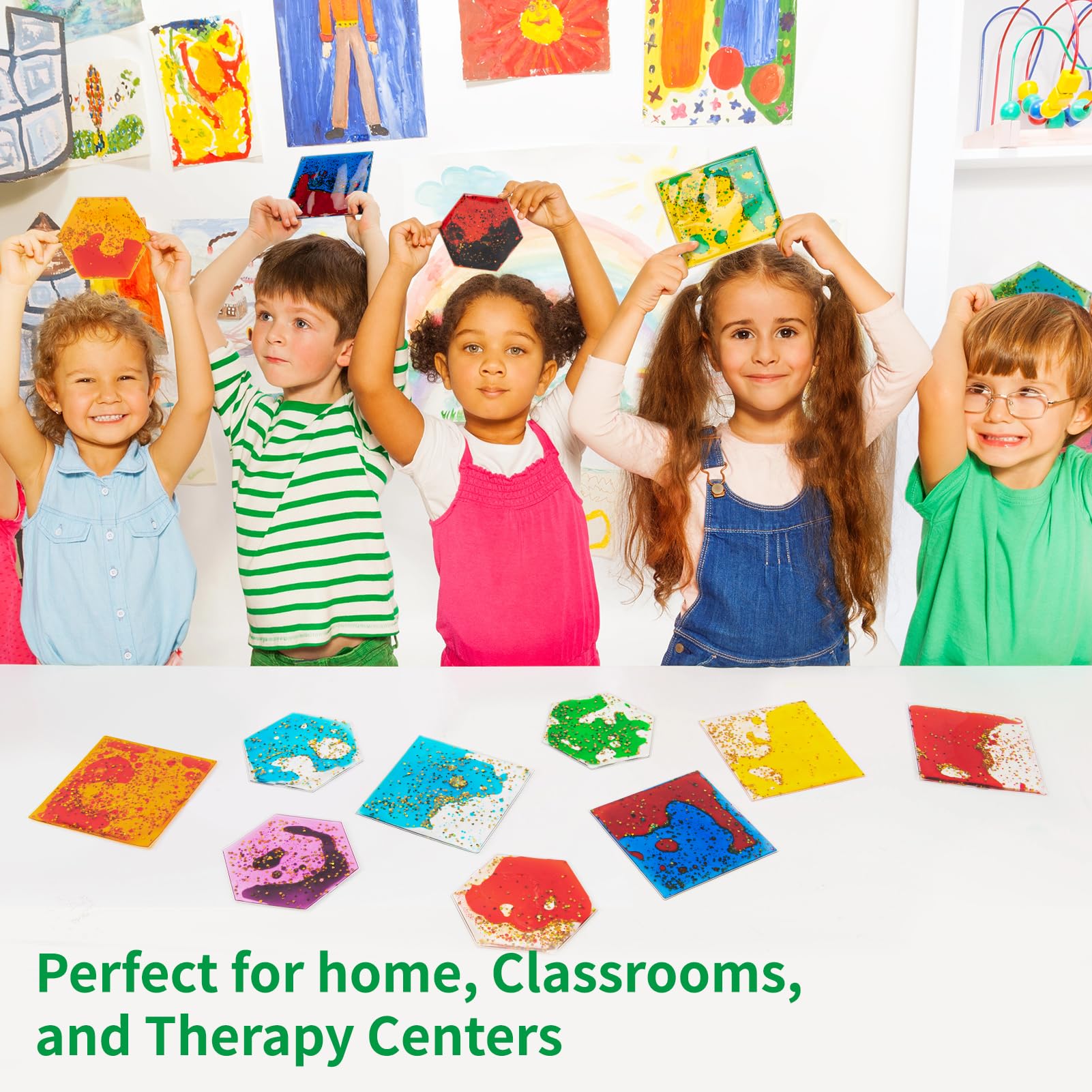 Snapklik.com : 2-Pack 6"x 6" Liquid Tiles For Kids, Soft Gel Liquid ...
