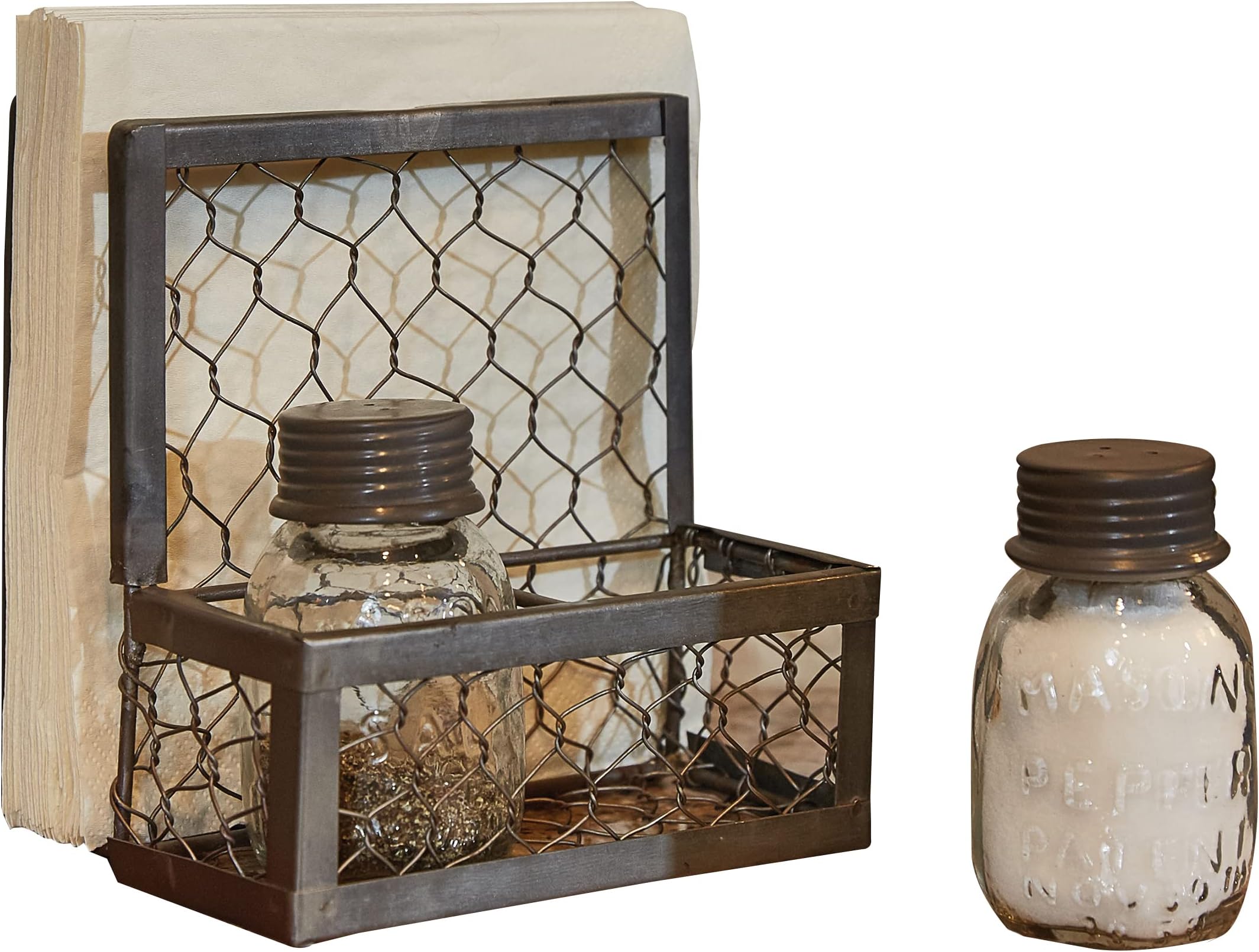 Amazon.com: Chicken Wire Salt Pepper and Napkin Caddy: Kitchen Products ...