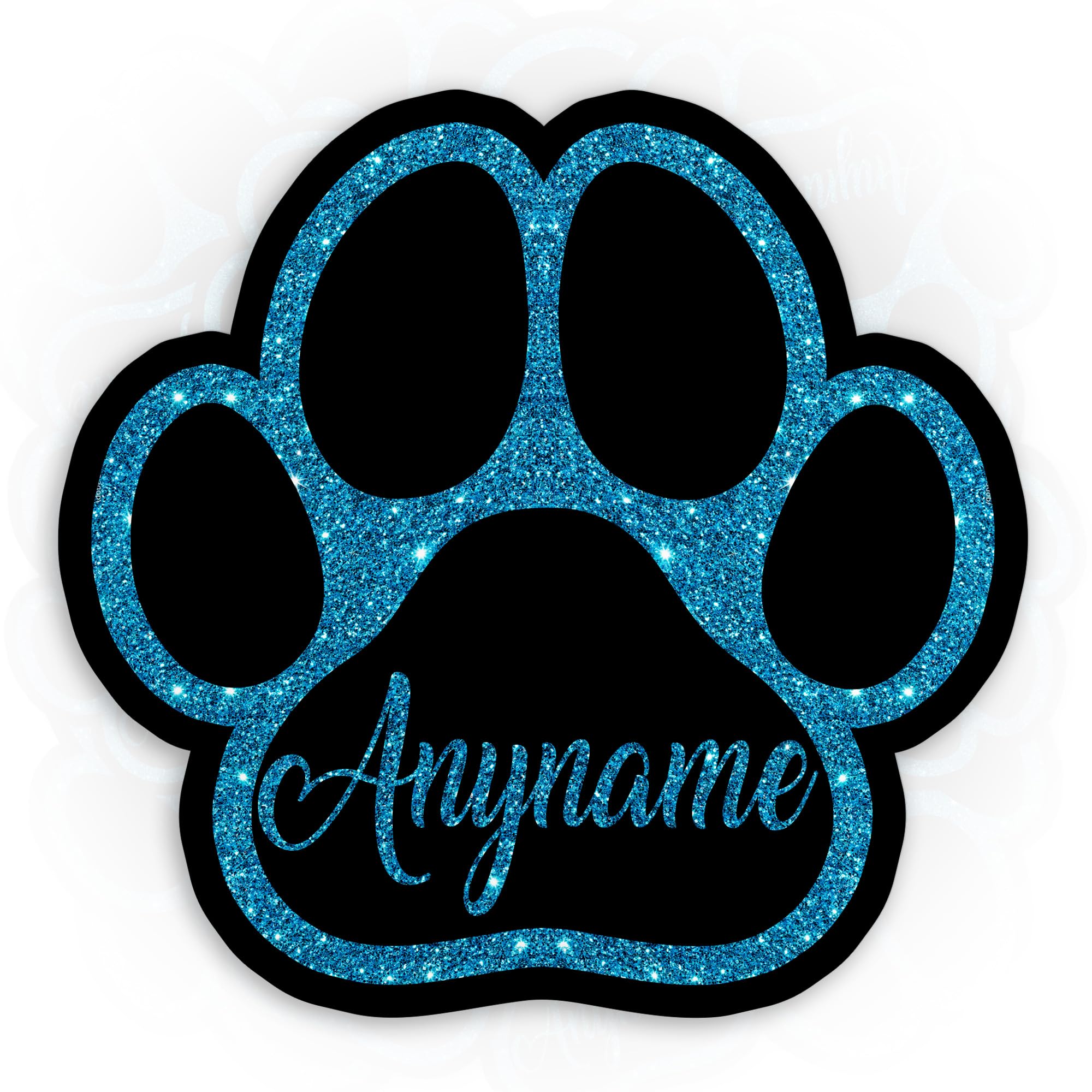 Amazon.com: Custom Pet Paw Glitter Sticker Personalized Pet Paw Name ...