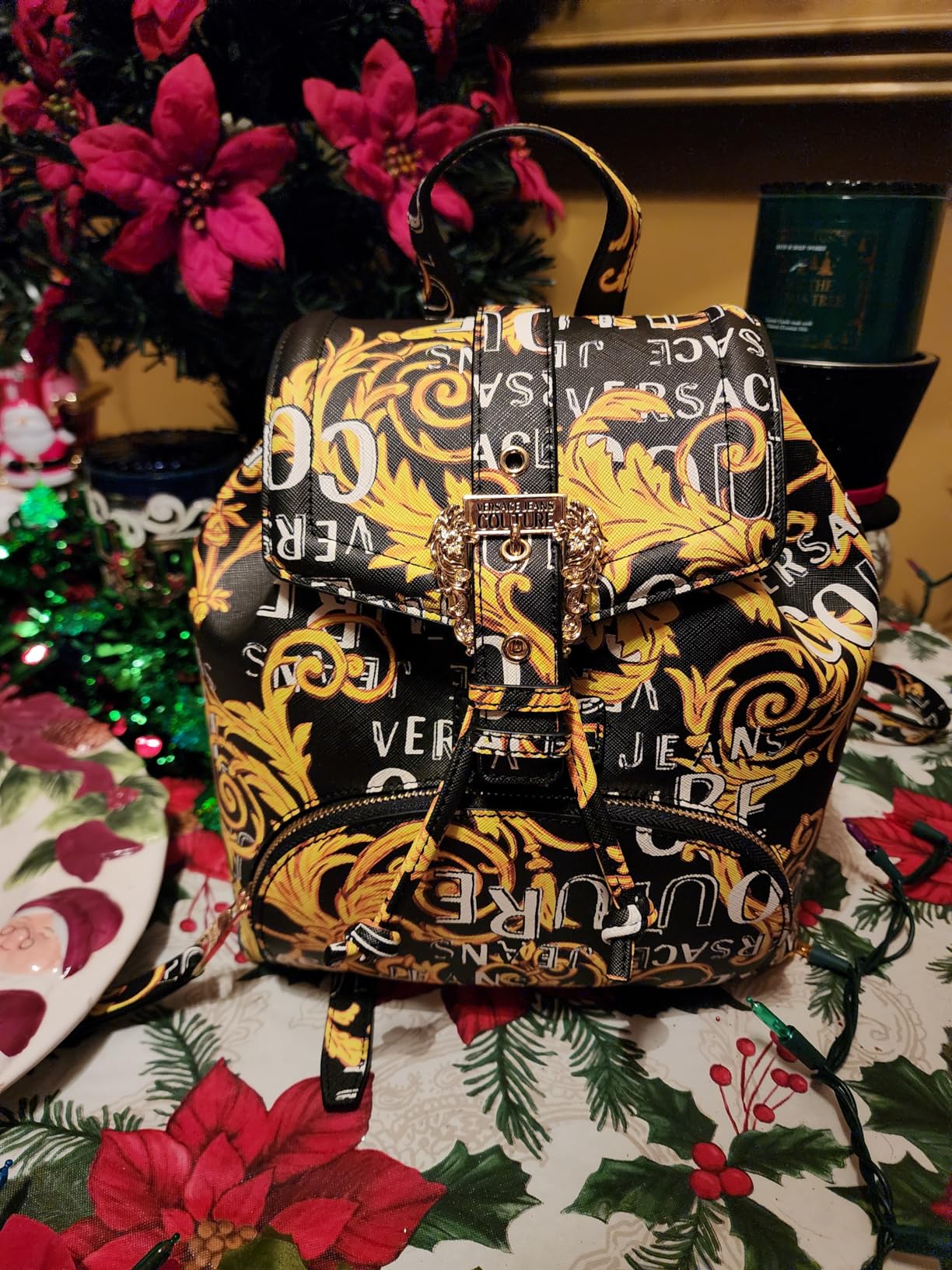 Amazon.com | Versace Jeans COUTURE WOMEN'S BLACK BACKPACK WITH BAROQUE ...