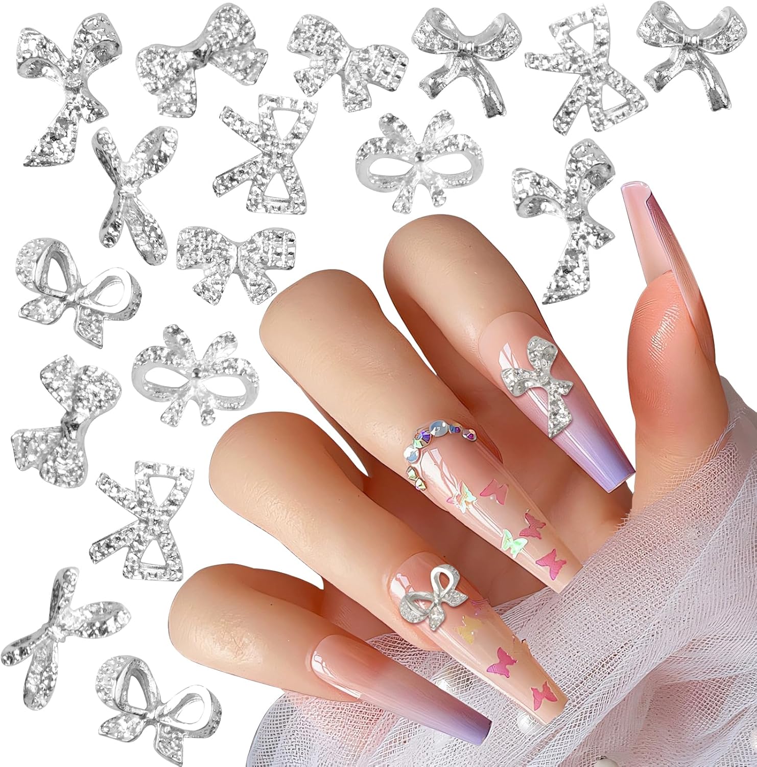 Amazon.com: 80Pcs 3D Nail Bow Charms Bowknot Bow Nail Charms for Nails ...