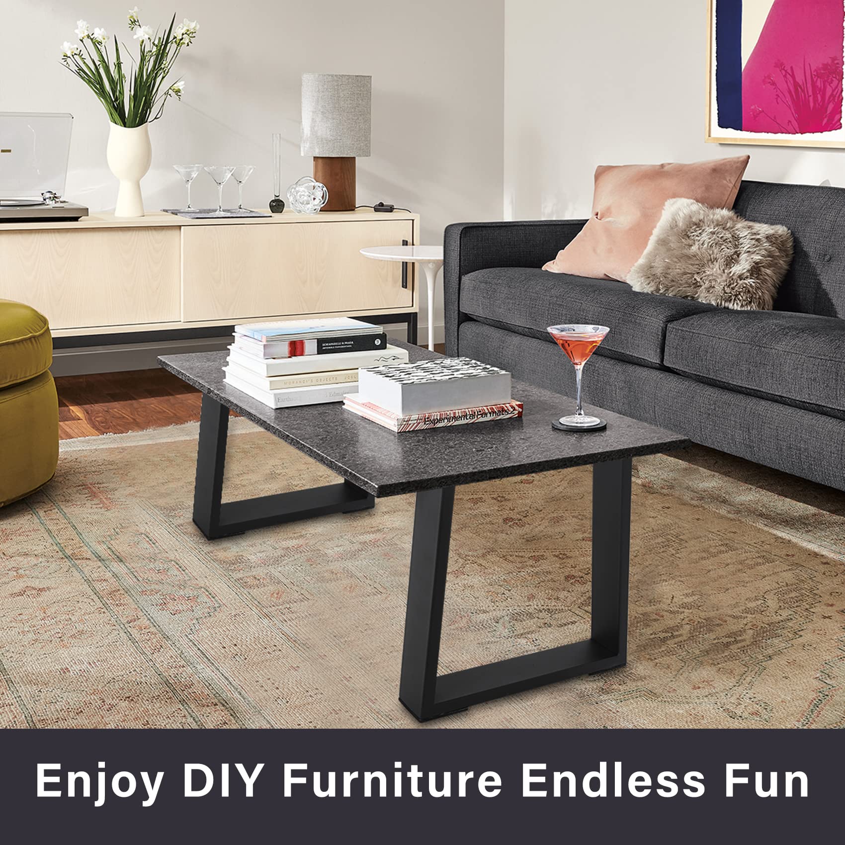 Snapklik.com : TENGCHANG 16" Metal Bench Legs Trapezoid Shaped Coffee ...