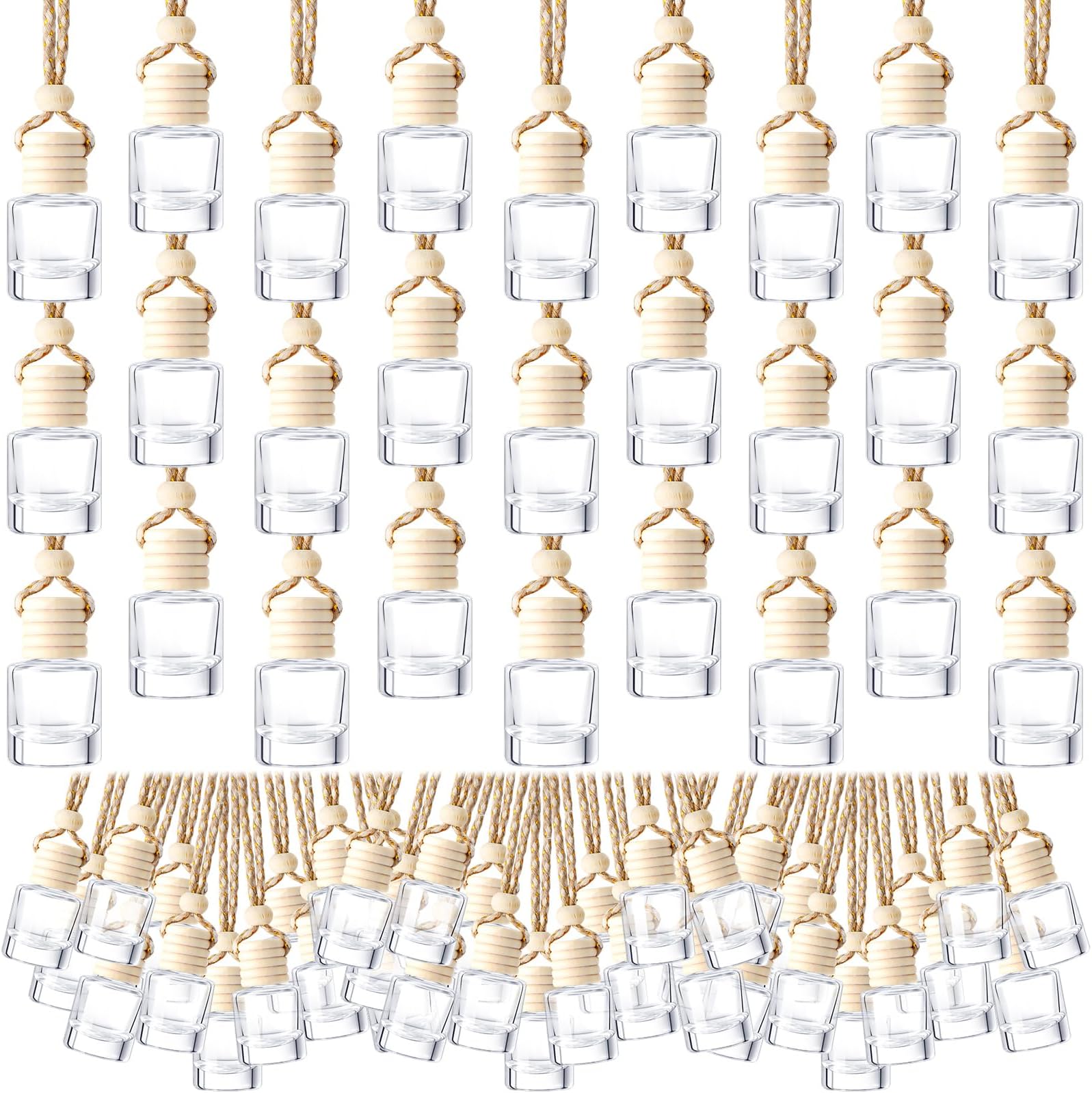Amazon.com: BBTO 200 Pcs Hanging Car Diffuser Bottles Bulk, Empty Clear ...
