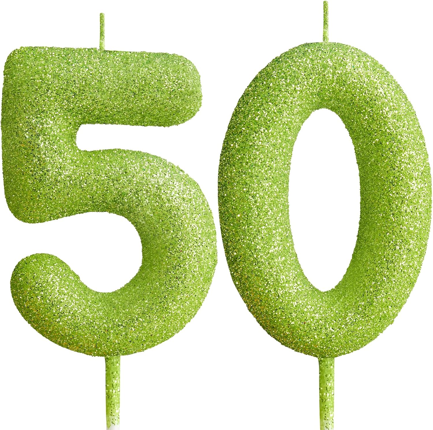 Amazon.com: Cxryrzhe 50th Glitter Birthday Candles Green Number 50 ...