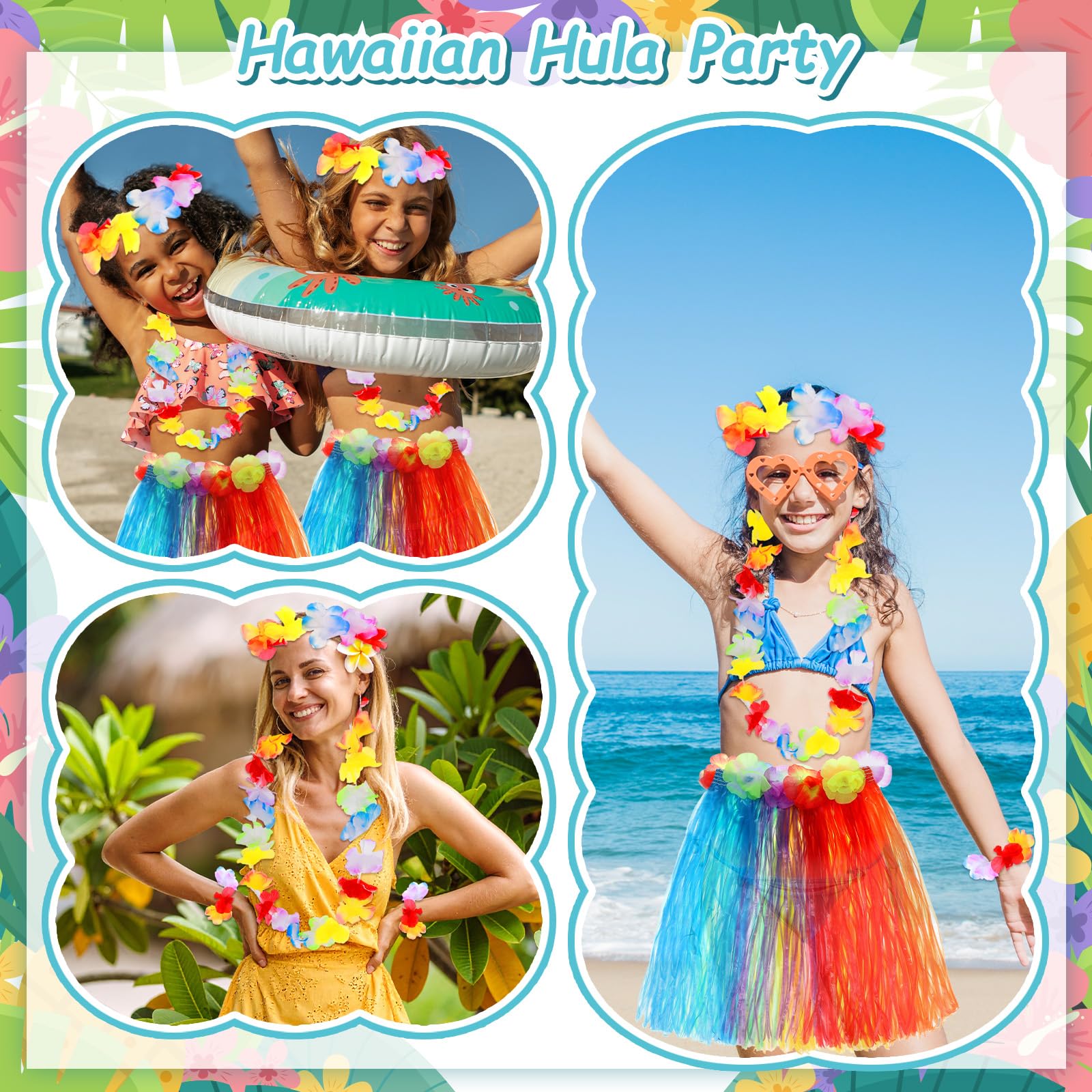Snapklik.com : Abeillo 5 Pack Hawaiian Hula Grass Skirt, Hula Dancing Skirt