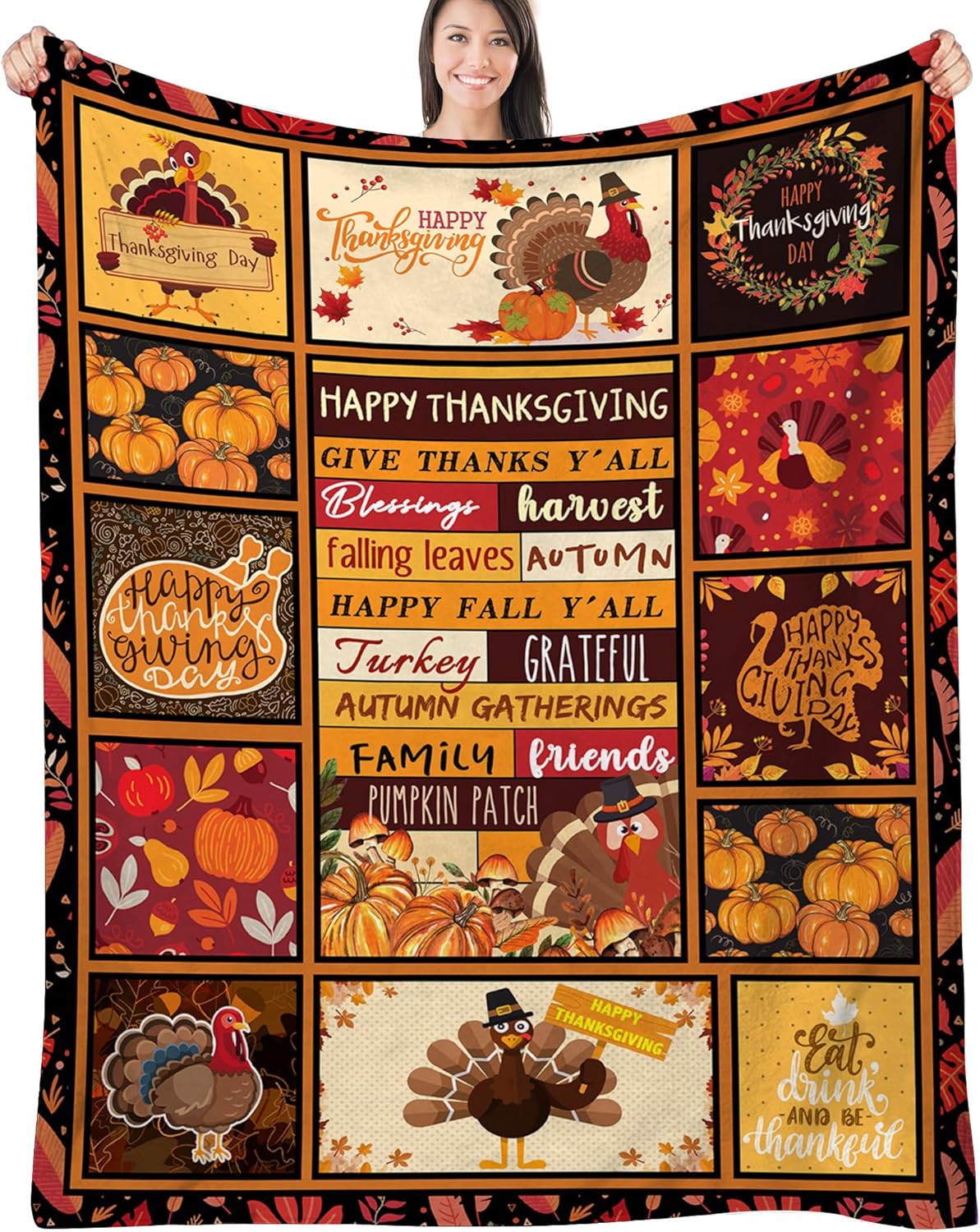 Amazon.com: KOLVIIV Fall Thanksgiving Blanket Gift, Thanksgiving ...