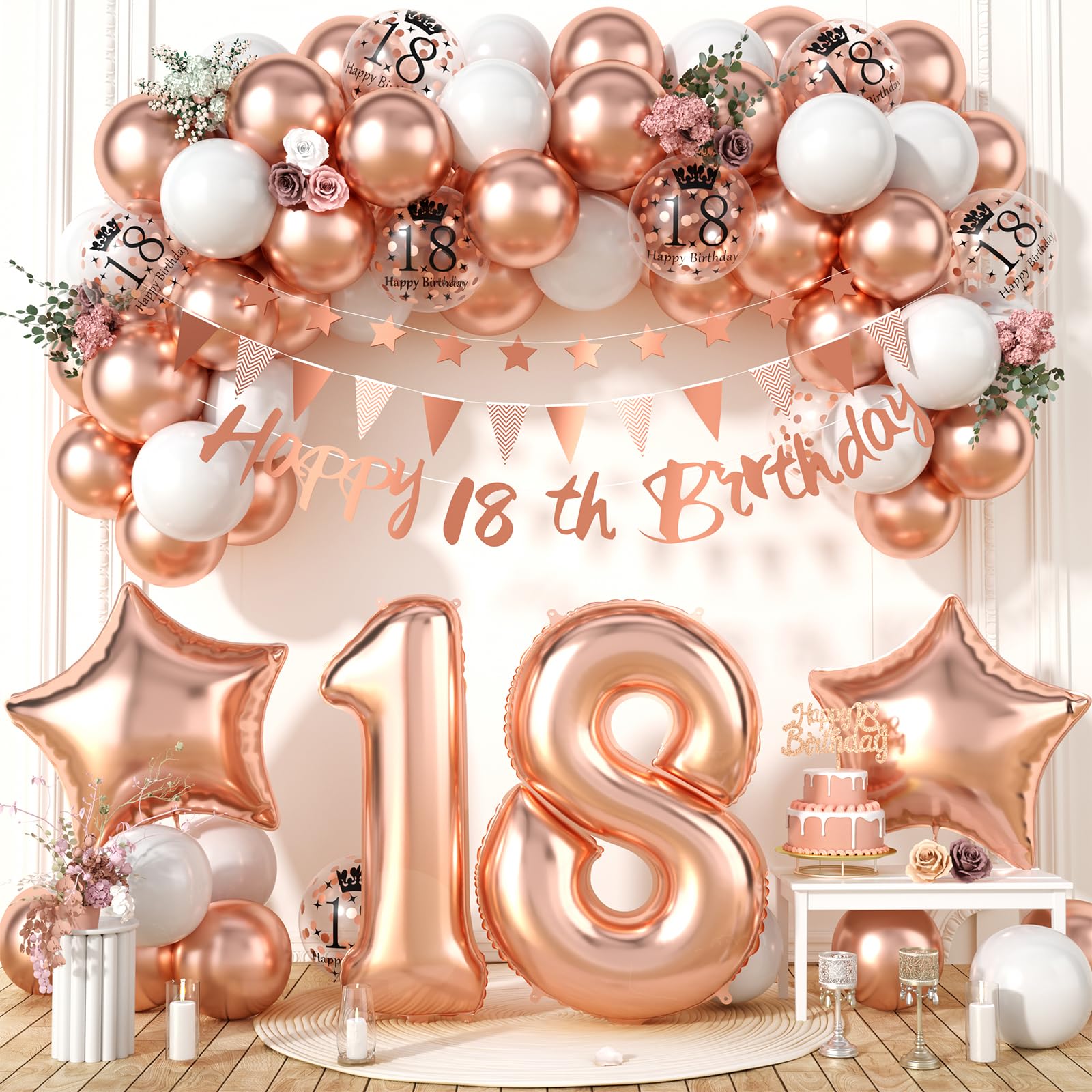 Snapklik.com : 18th Birthday Decoration For Women, Rose Gold 18th ...