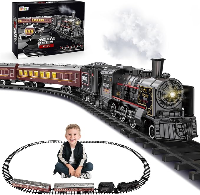 Amazon.com: deAO Christmas Train Set for Kids with Light & Sounds ...