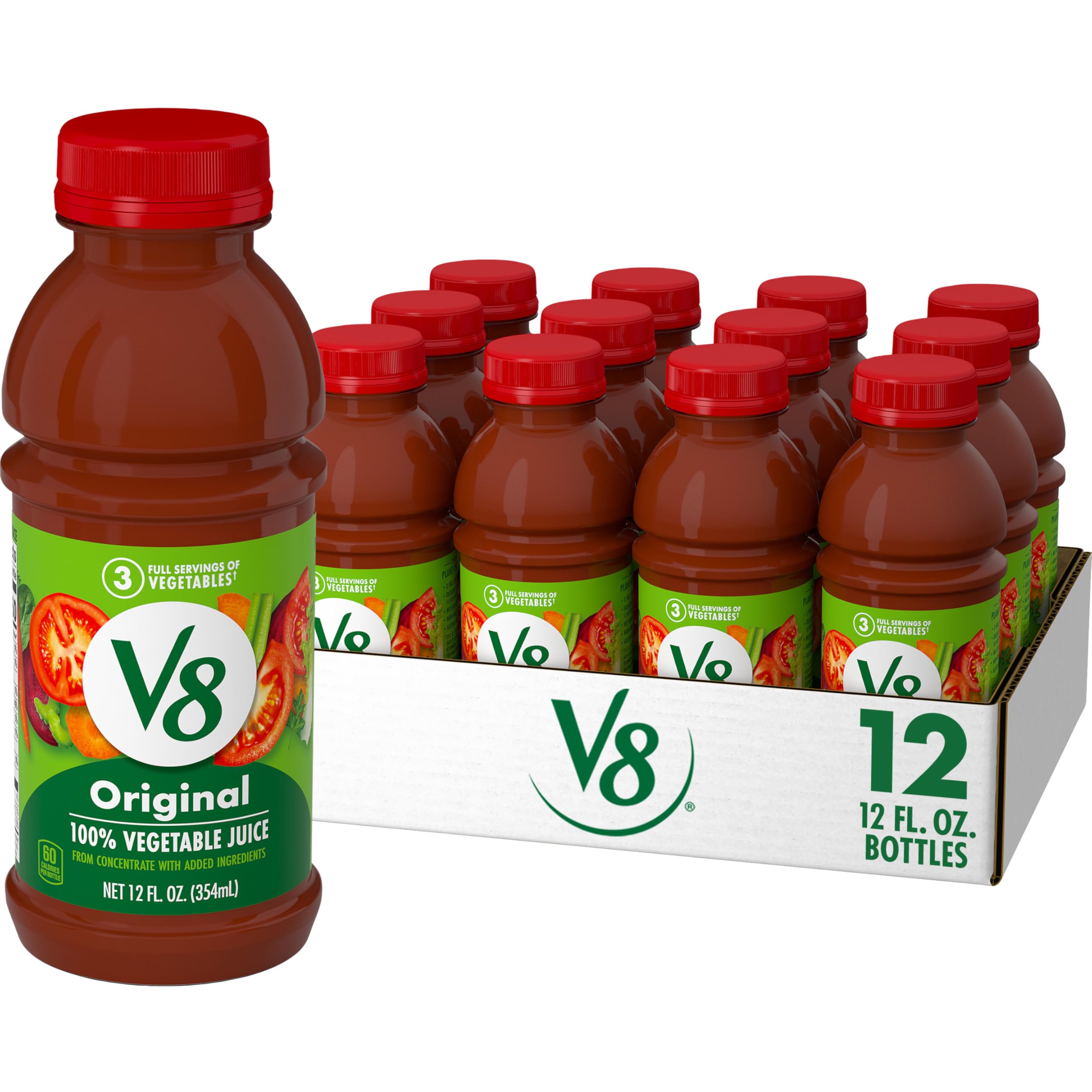 Amazon.com: V8 Original 100% Vegetable Juice, 12 fl oz Bottle (12 Pack)