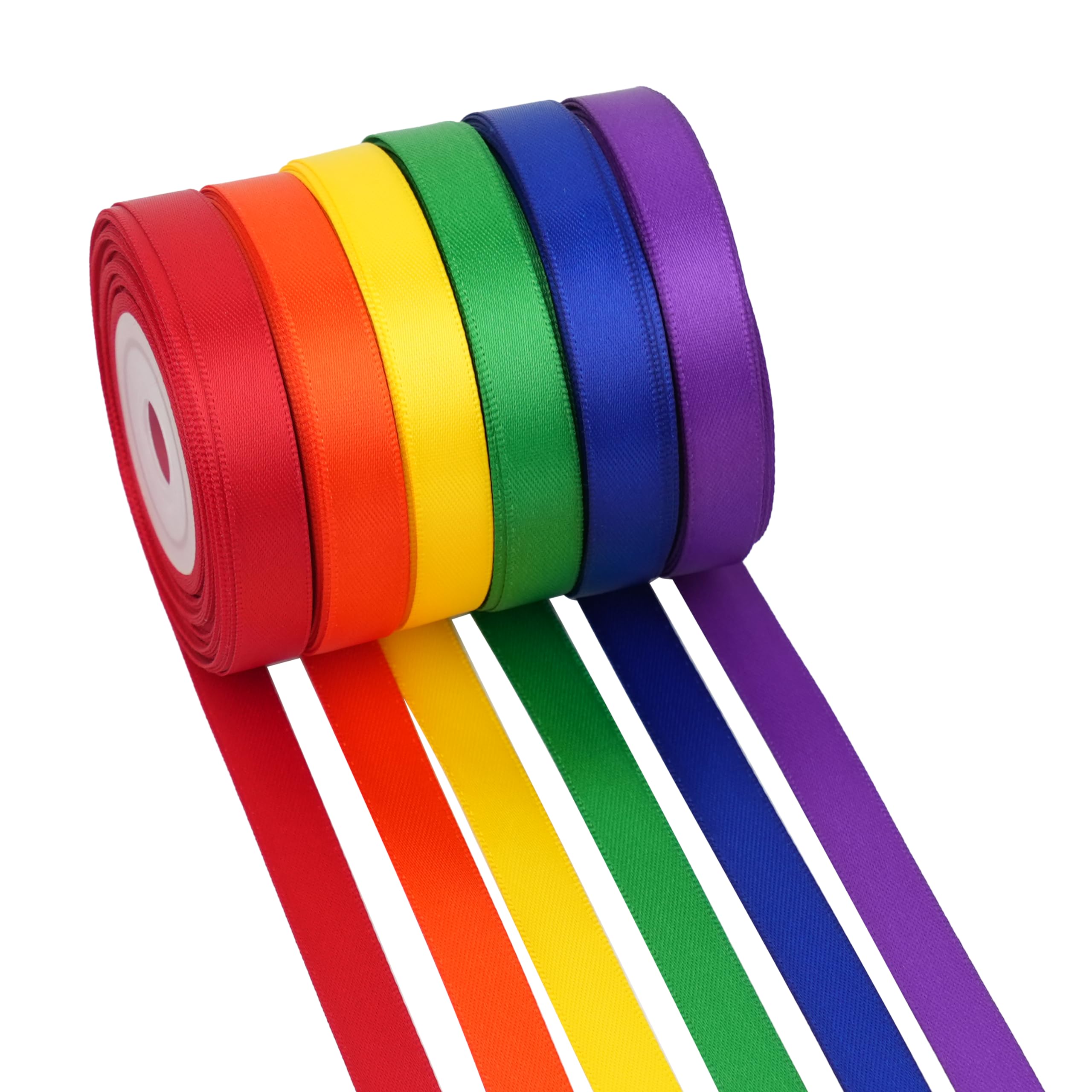 Amazon.com: DINDOSAL Rainbow Ribbon 3/8 Inch Thin Rainbow Satin Ribbon ...