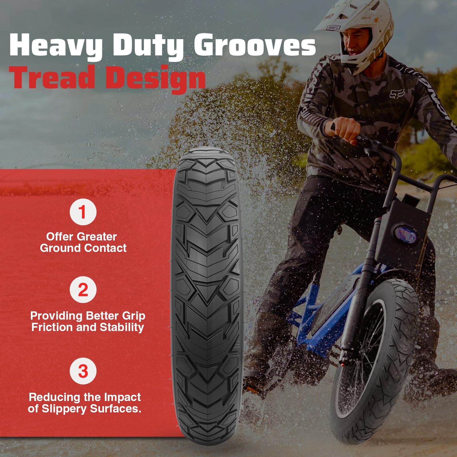 Snapklik.com : MEGHNA Fat Bike Tire 20 X 4.0 Inch Mountain Bike Tire Fat Tire 20 Inch Deep Arrow ...