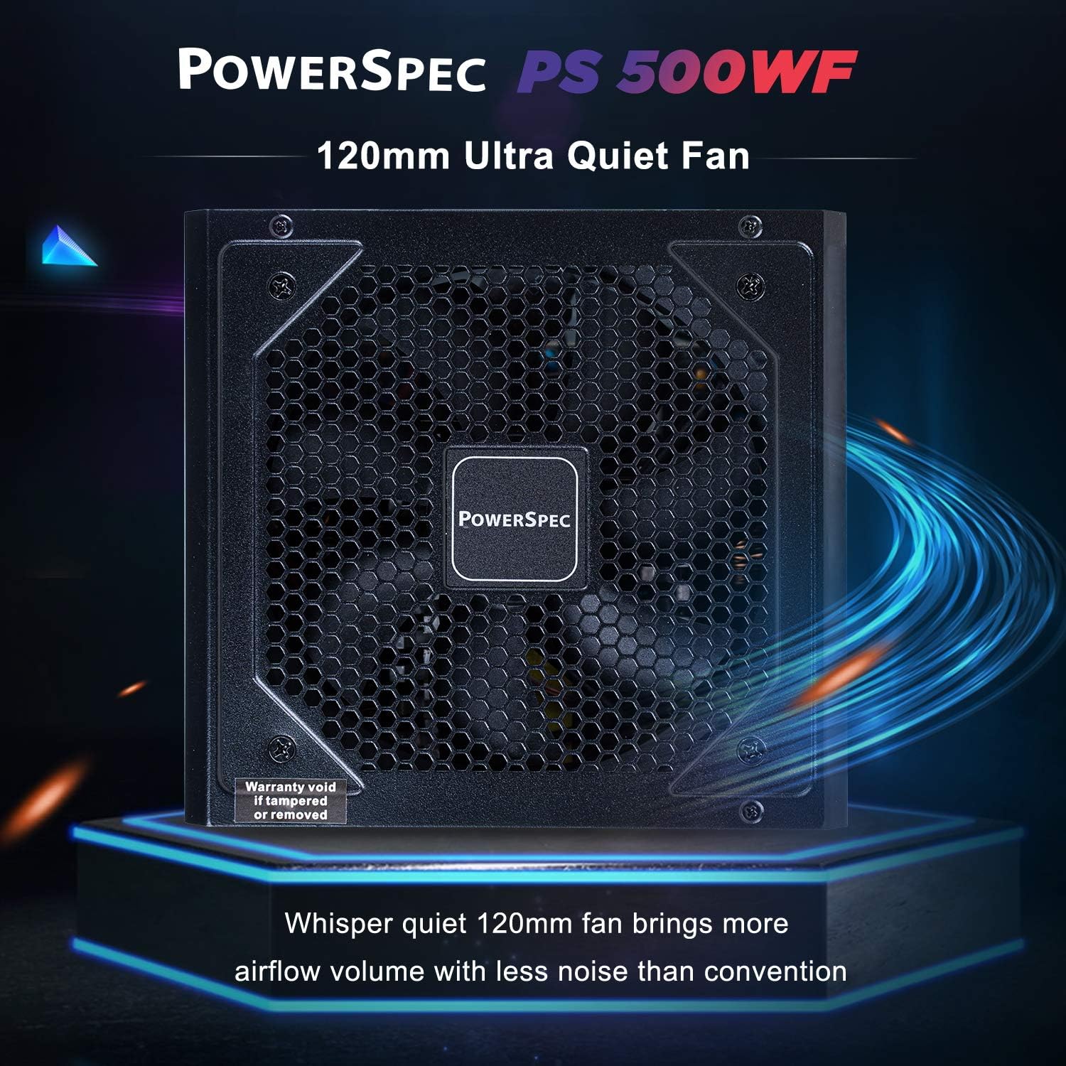 PowerSpec 500W Power Supply 80 Plus Certified Fixed Cable Non-Modular ...