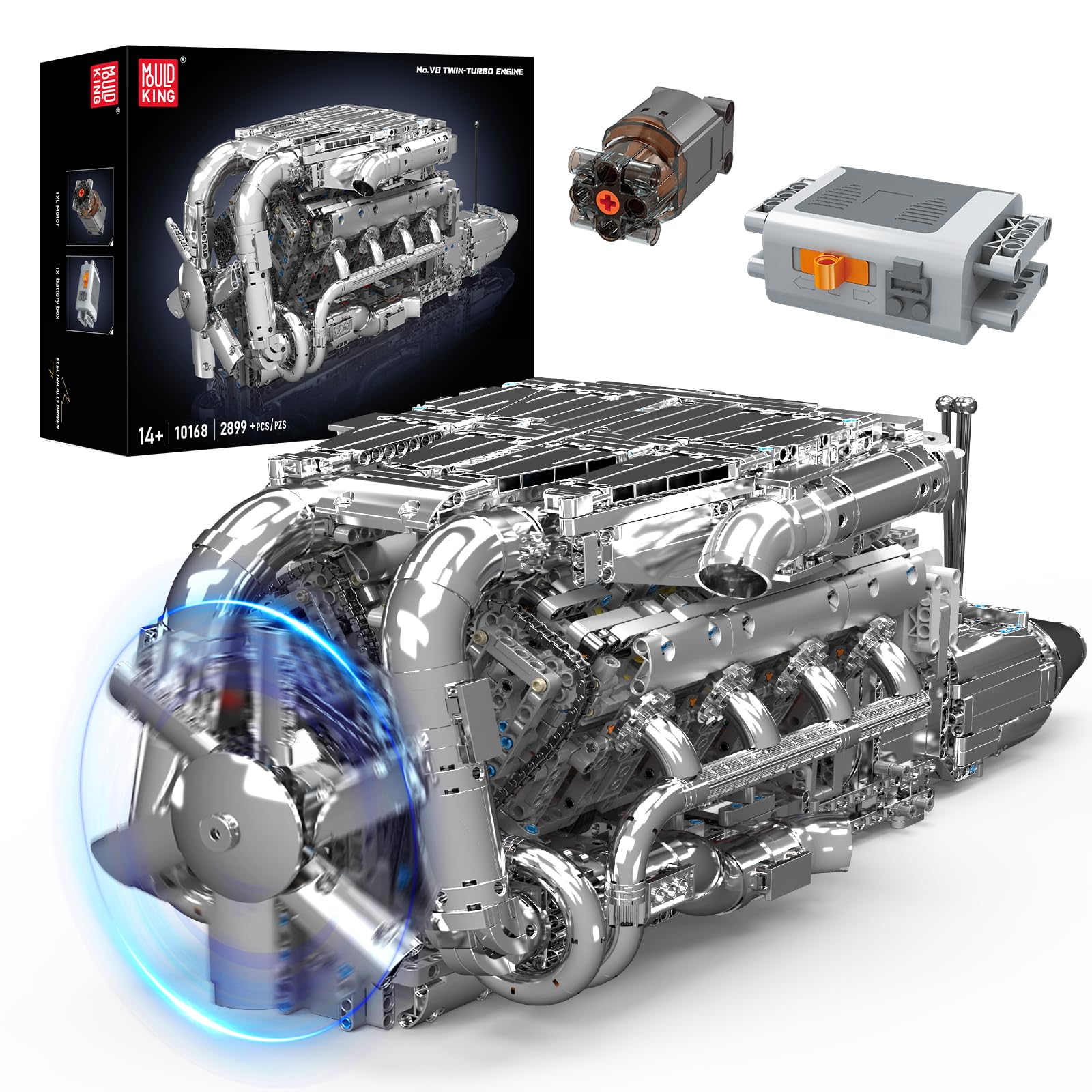 Amazon.com: Mould King V8 Twin Turbo Engine, V8 Engine Model Kit That ...