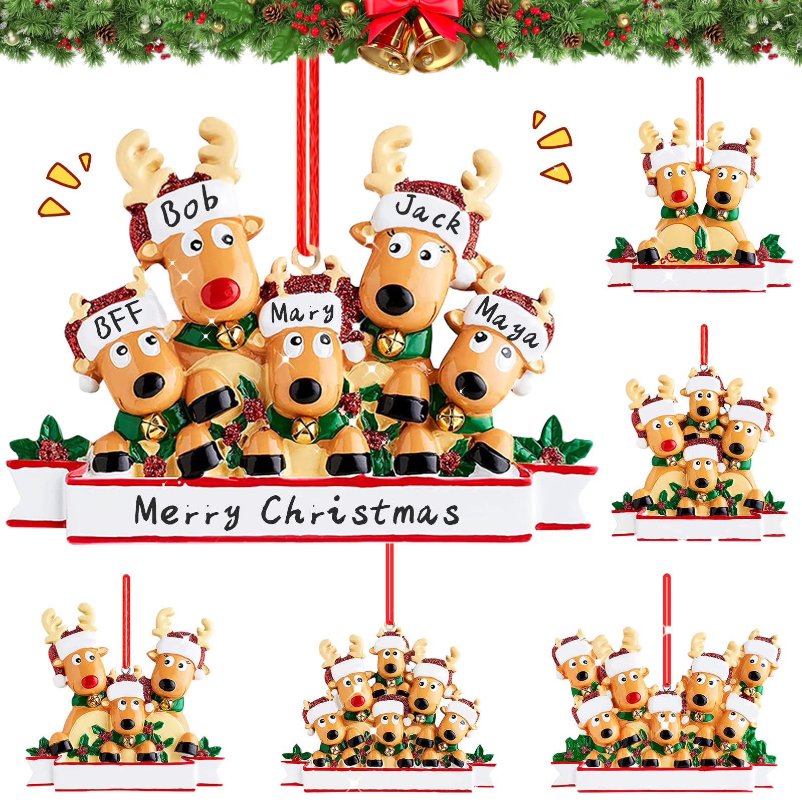 Personalized Reindeer Christmas Ornaments 2024, DIY Family Christmas ...