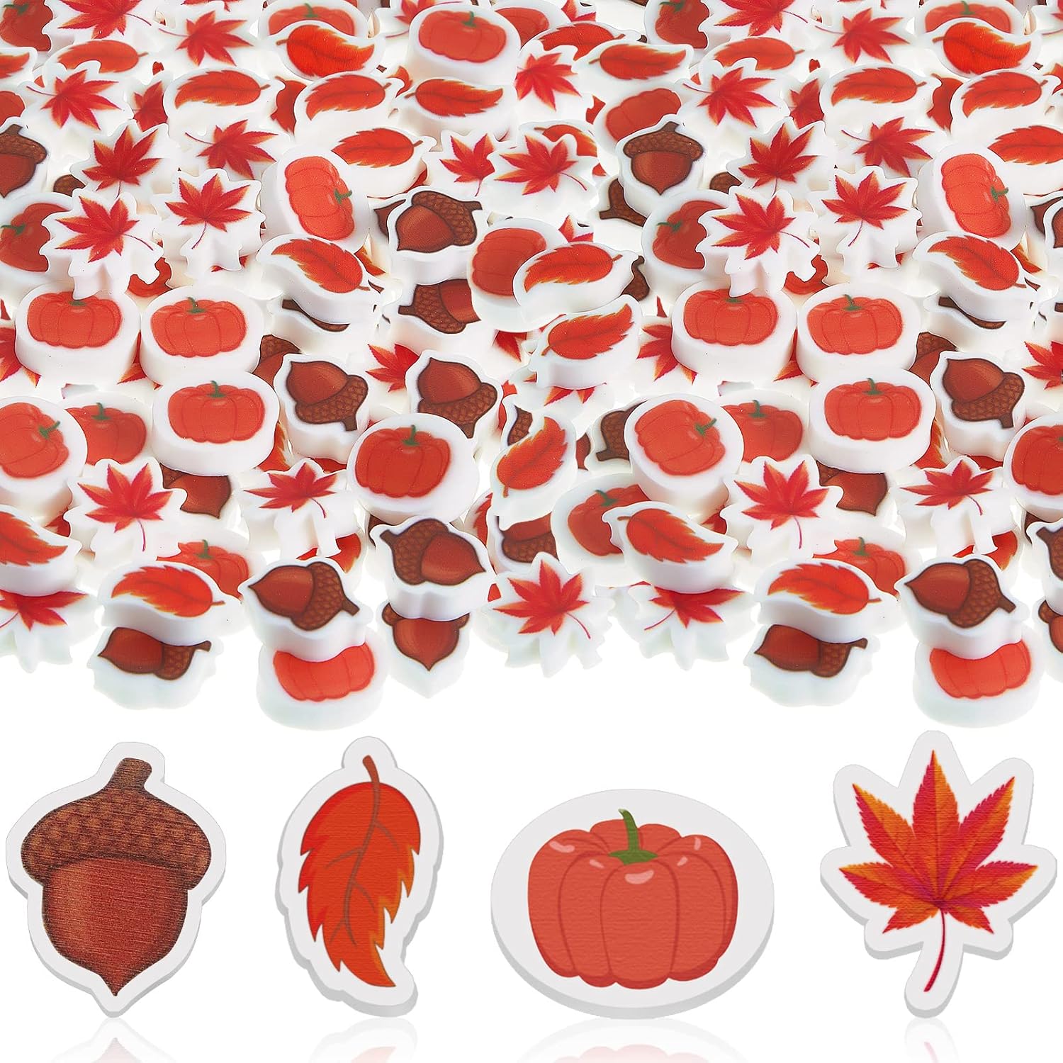Amazon.com : 100 Pcs Mini Erasers Bulk Pumpkin Maple Leaf Eraser Red ...