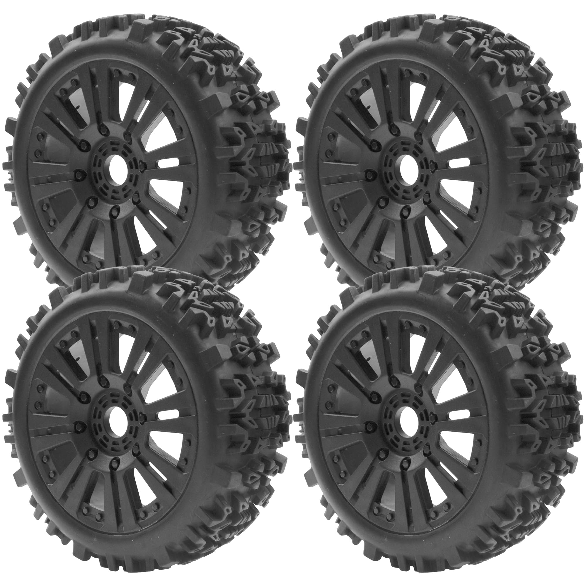 Amazon.com: Vgoohobby 1/8 RC Buggy Tires 17mm Hex Wheels Rims & Rubber ...