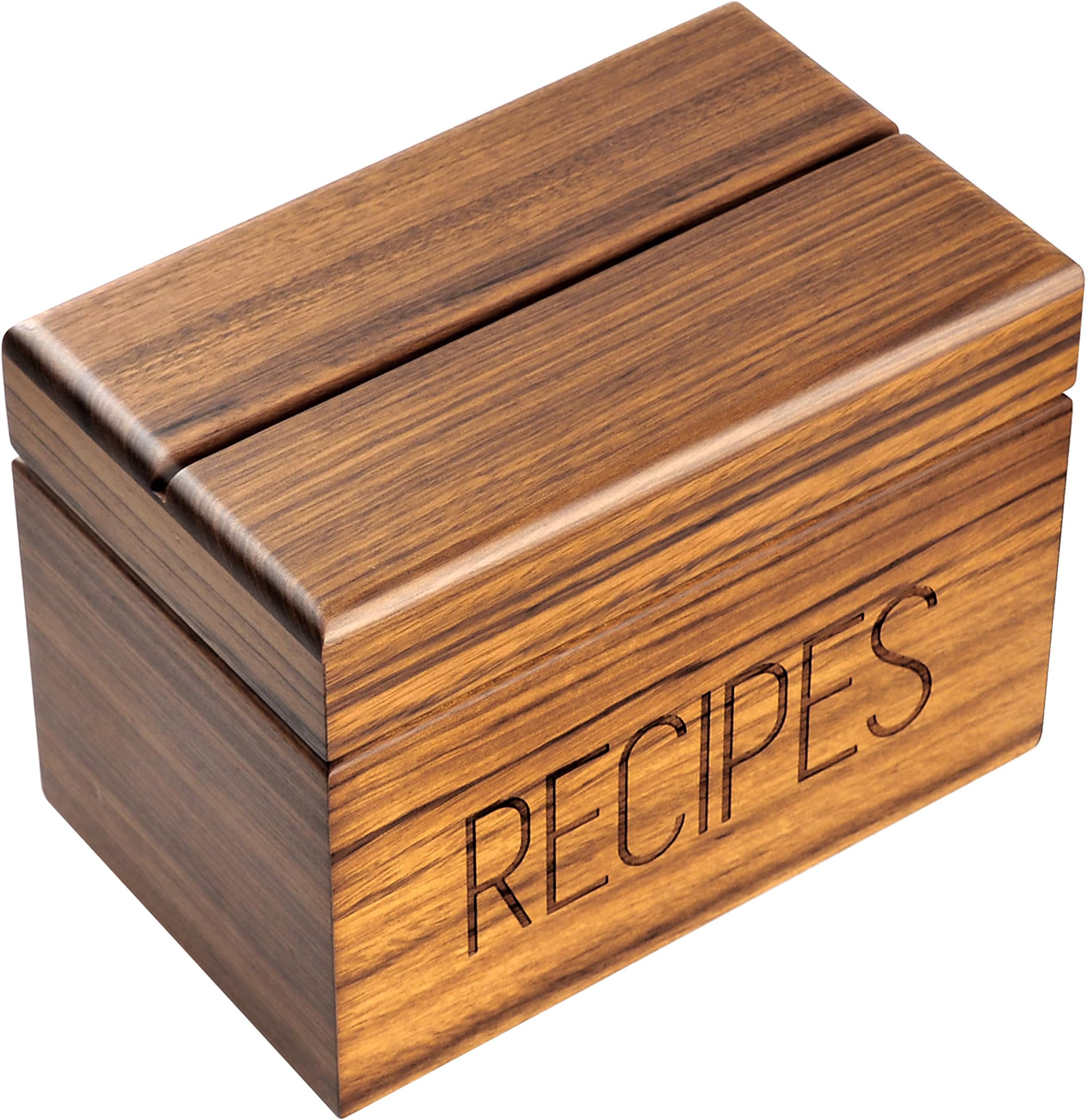 Amazon.com: Recipe Box with Cards and Dividers 4x6 - Wooden Recipe card ...