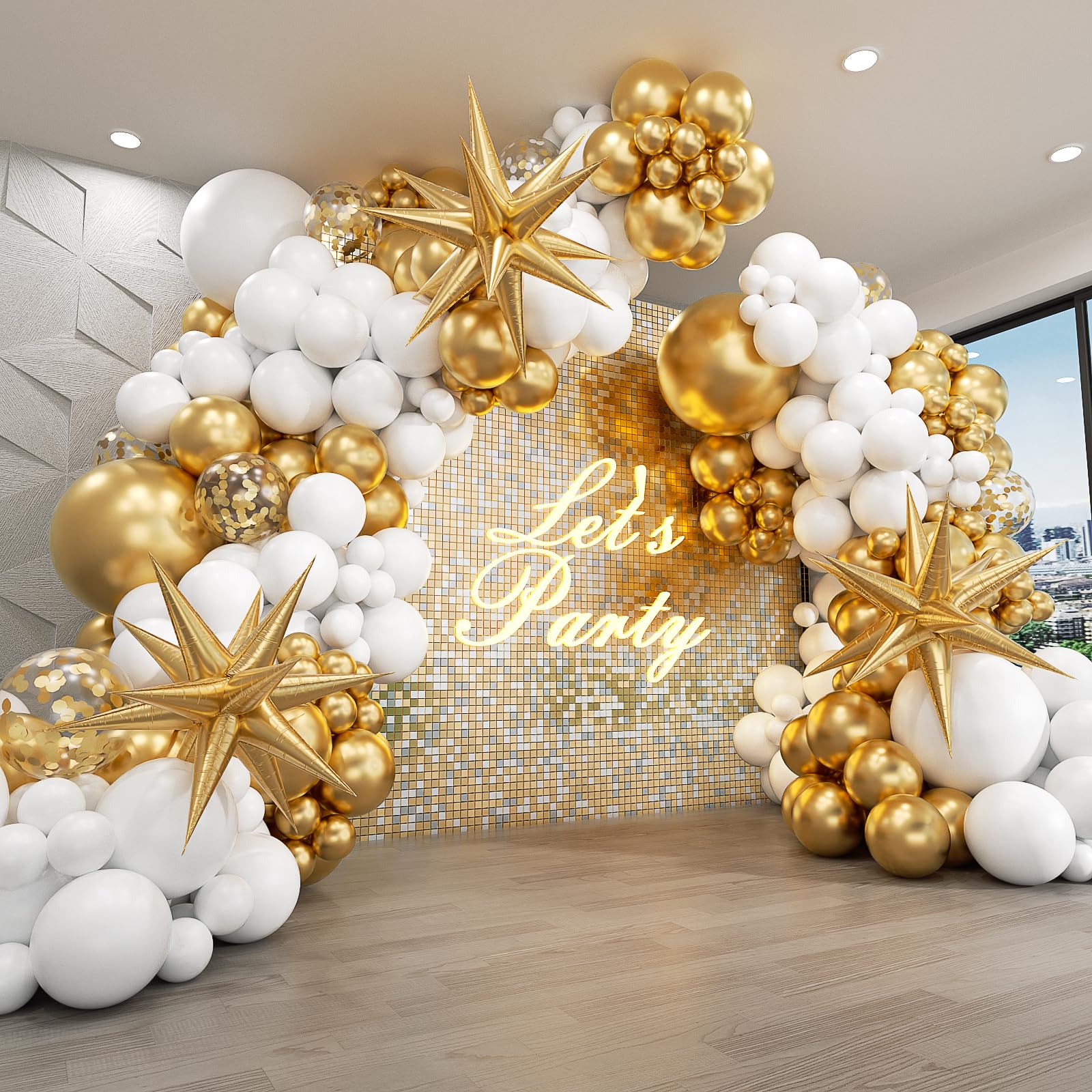 Amazon.com: FOTIOMRG White and Gold Balloons Garland Arch Kit with 3pcs ...