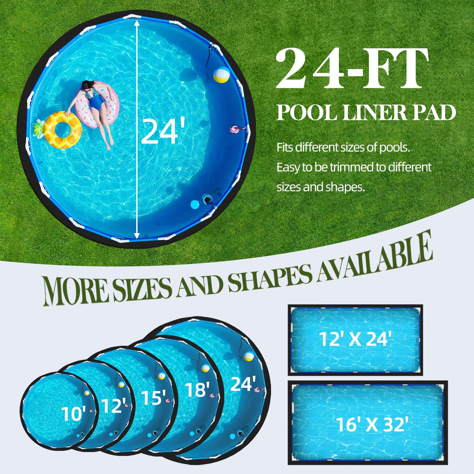 Snapklik.com : Poolergetic 24-Foot Pool Liner Pad For Above Ground Pools