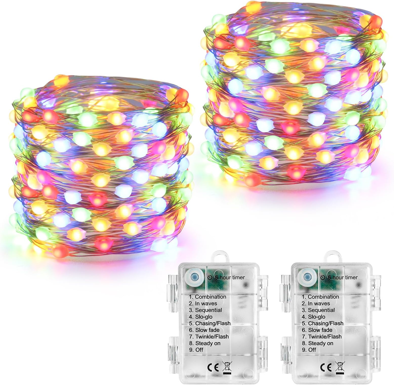 Draht Lichterkette 40 LED mit Timer und 8 Funktionen 195 cm - bunt ...