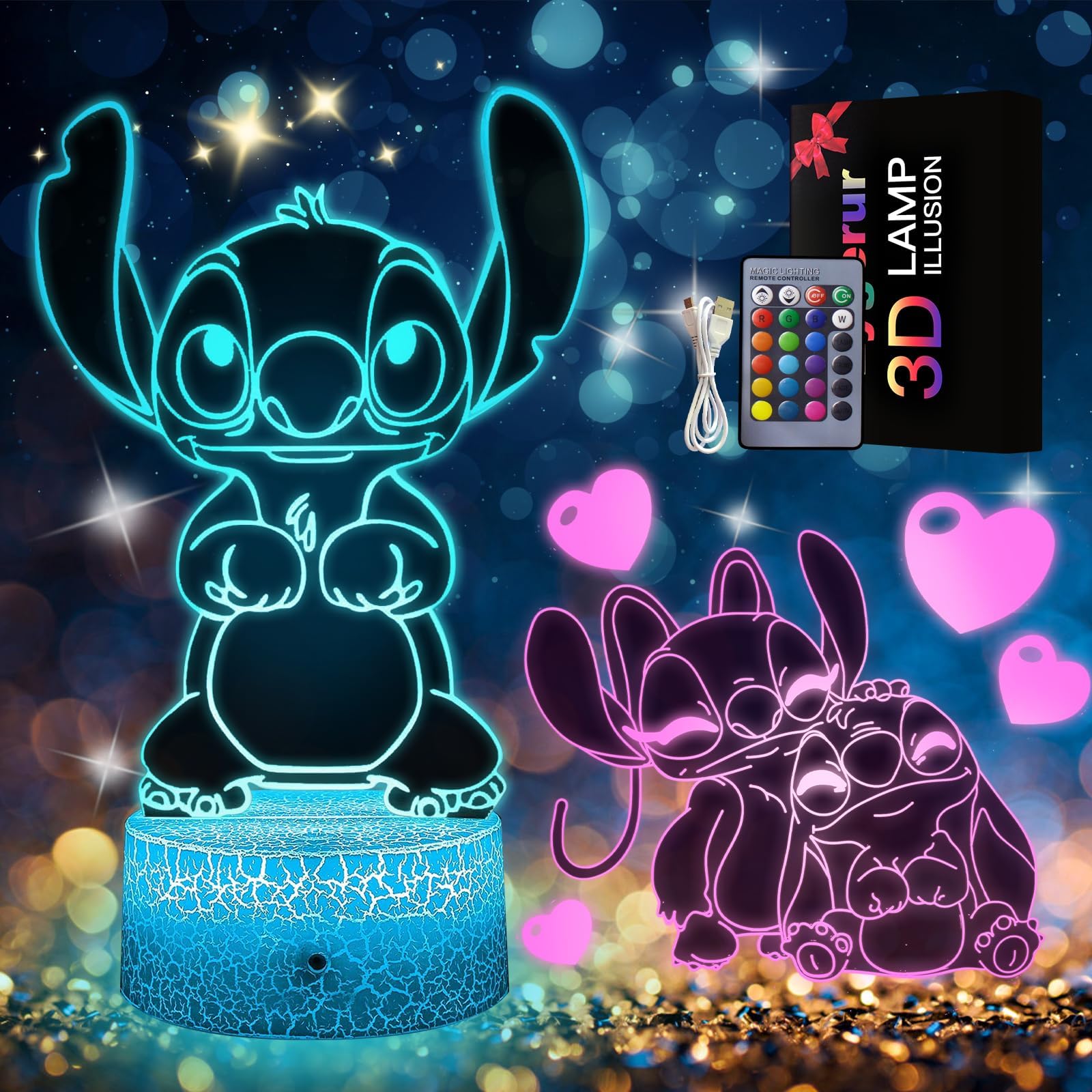 Stitch Lampada - 2 Pezzi Lilo e Stitch Luce Notturna Bambini - 16 ...