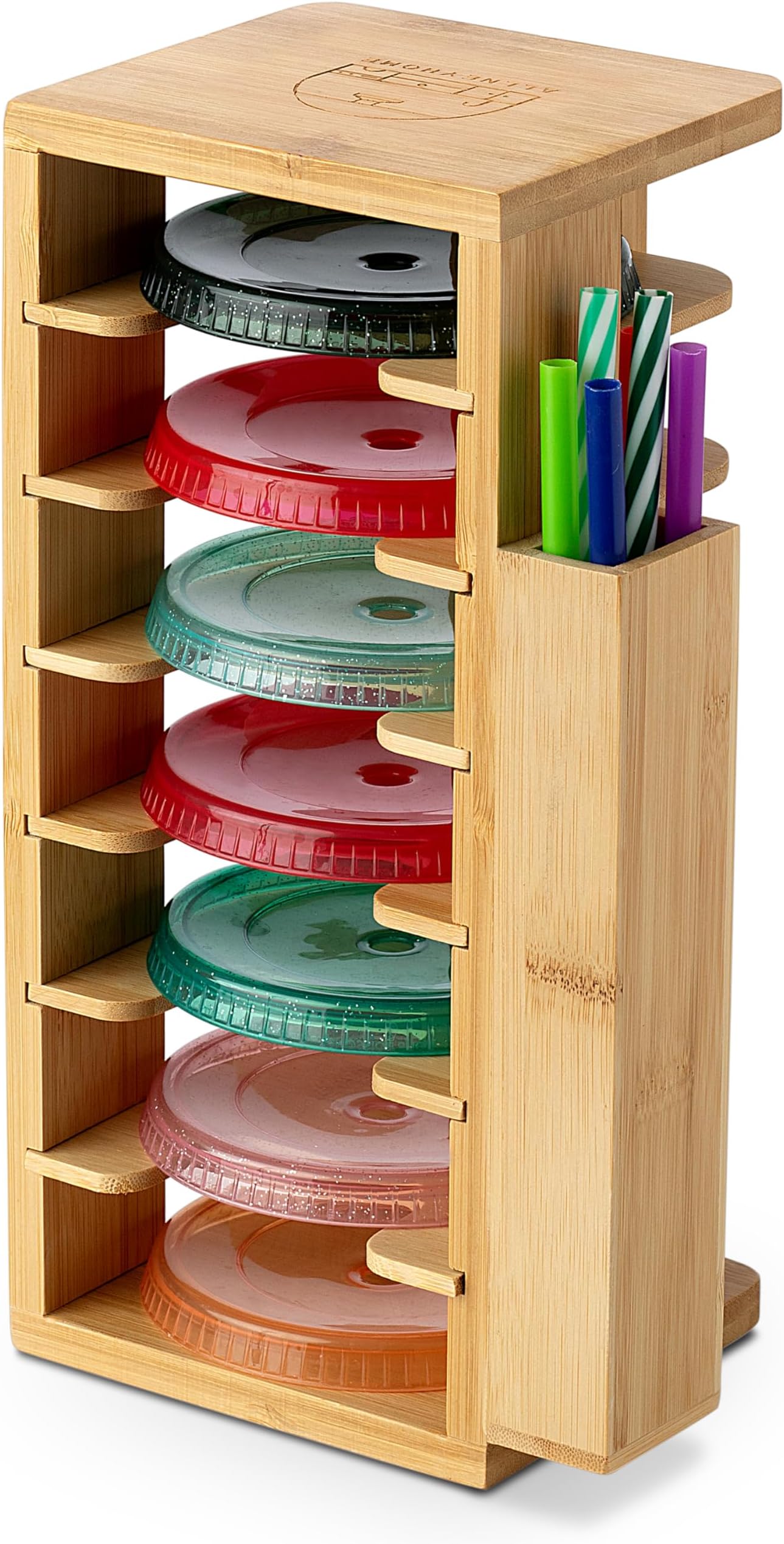 Amazon.com: SNAPKITCH Bamboo Tumbler Lid Organizer - Storage Lid ...