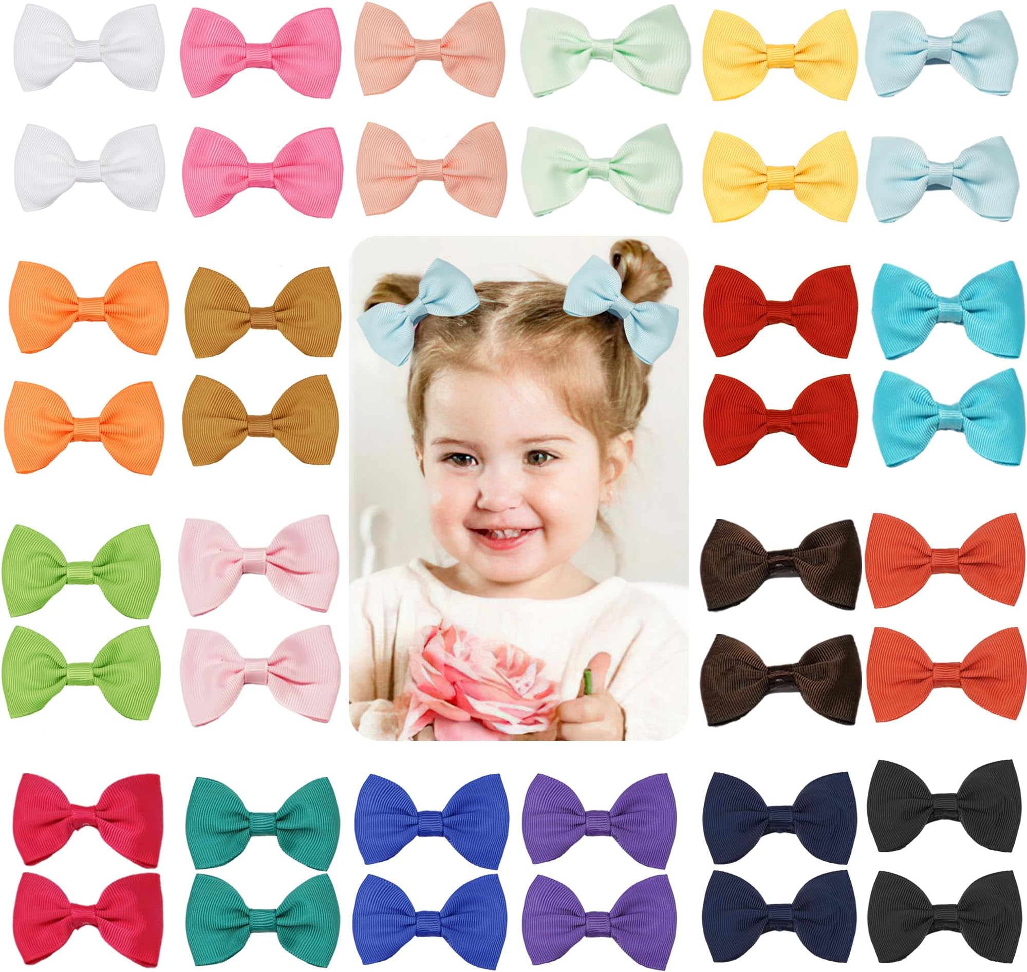 Amazon.com: Bzybel 41 Pcs 2.5'' Baby Girl's Bow Tie Boutique Hair Bows ...