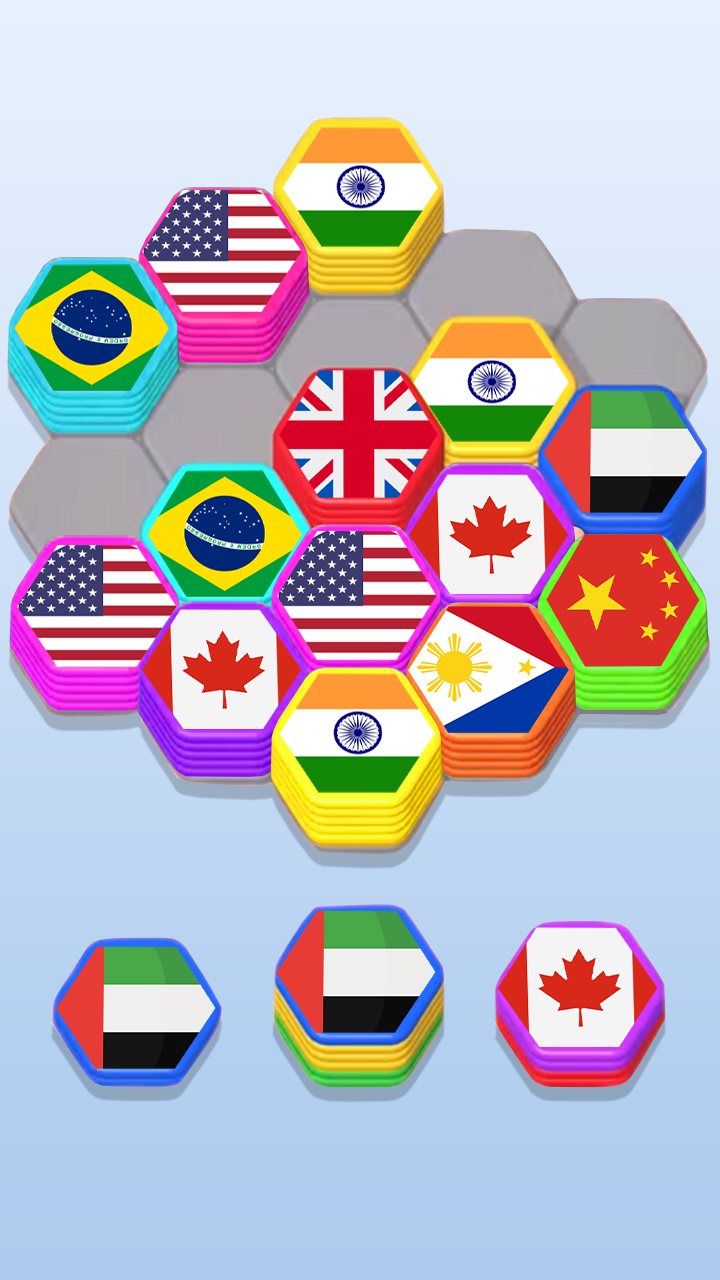 Hexa Flags Sort Puzzle Oddly Satisfying Relaxing Brain trainer Mind ...