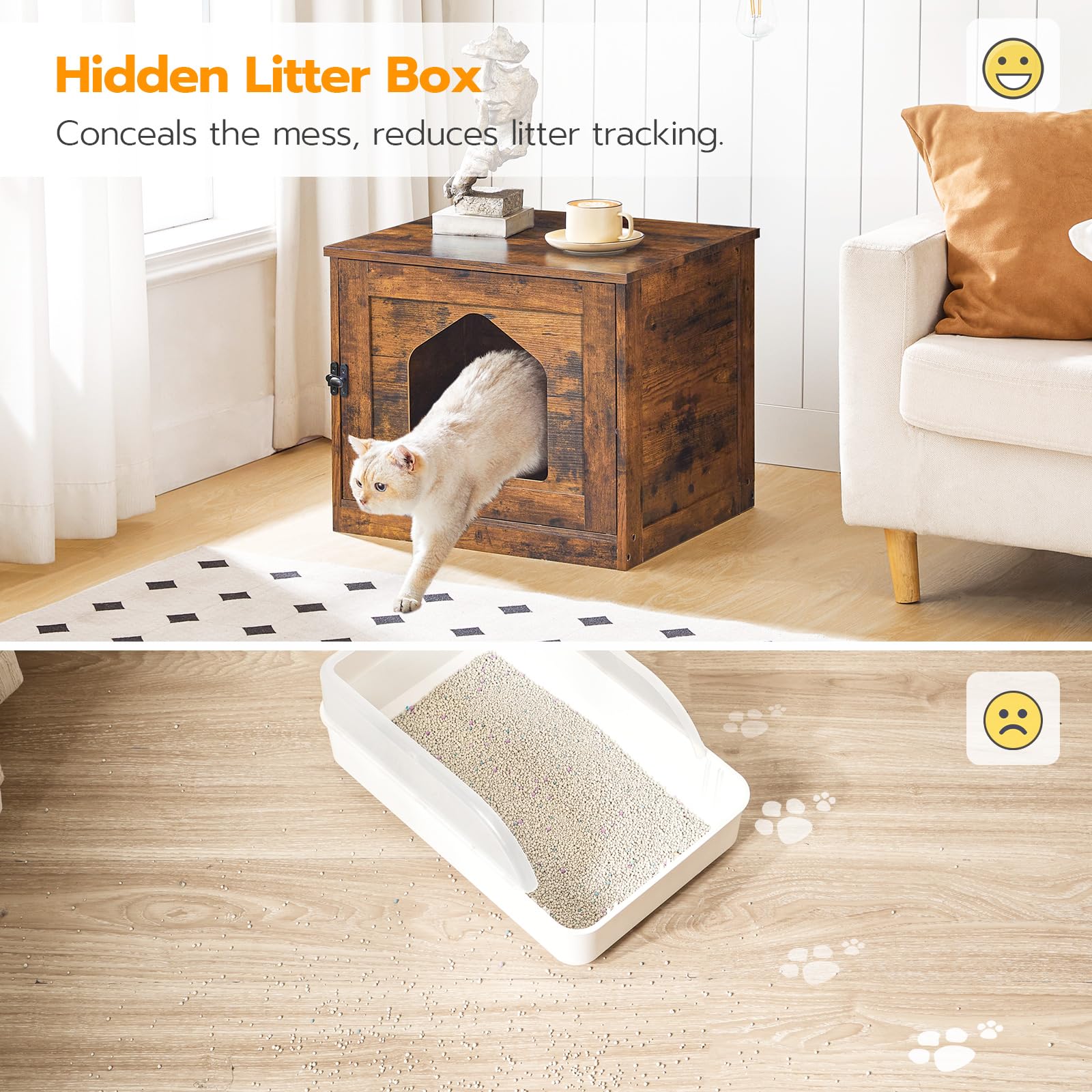 HOOBRO Cat Litter Box Enclosure, Hidden Litter Box Furniture, Enclosed ...