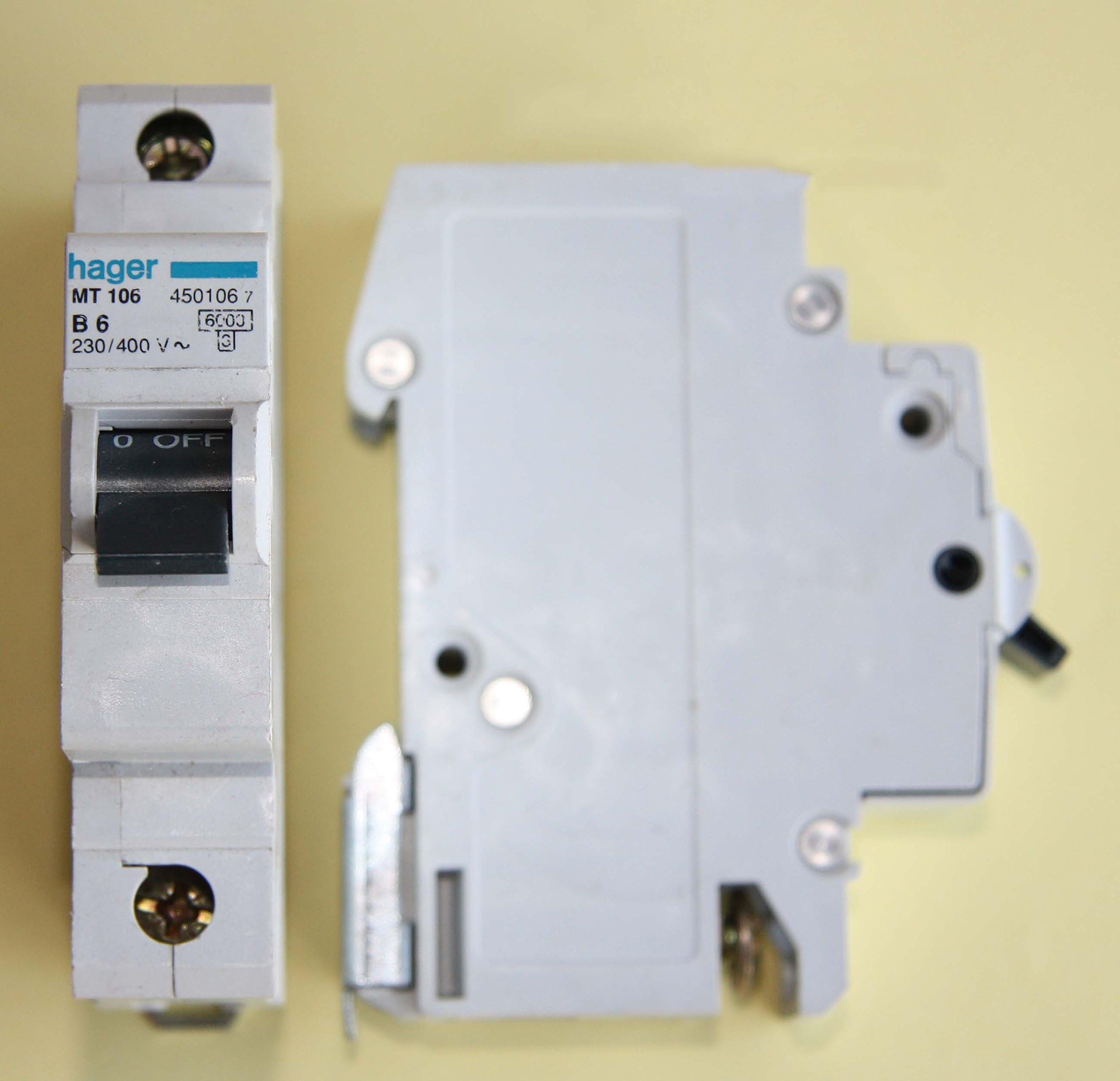 HAGER MT106 B 6 AMP 6KA MCB 450106 1 POLE: Amazon.co.uk: DIY & Tools