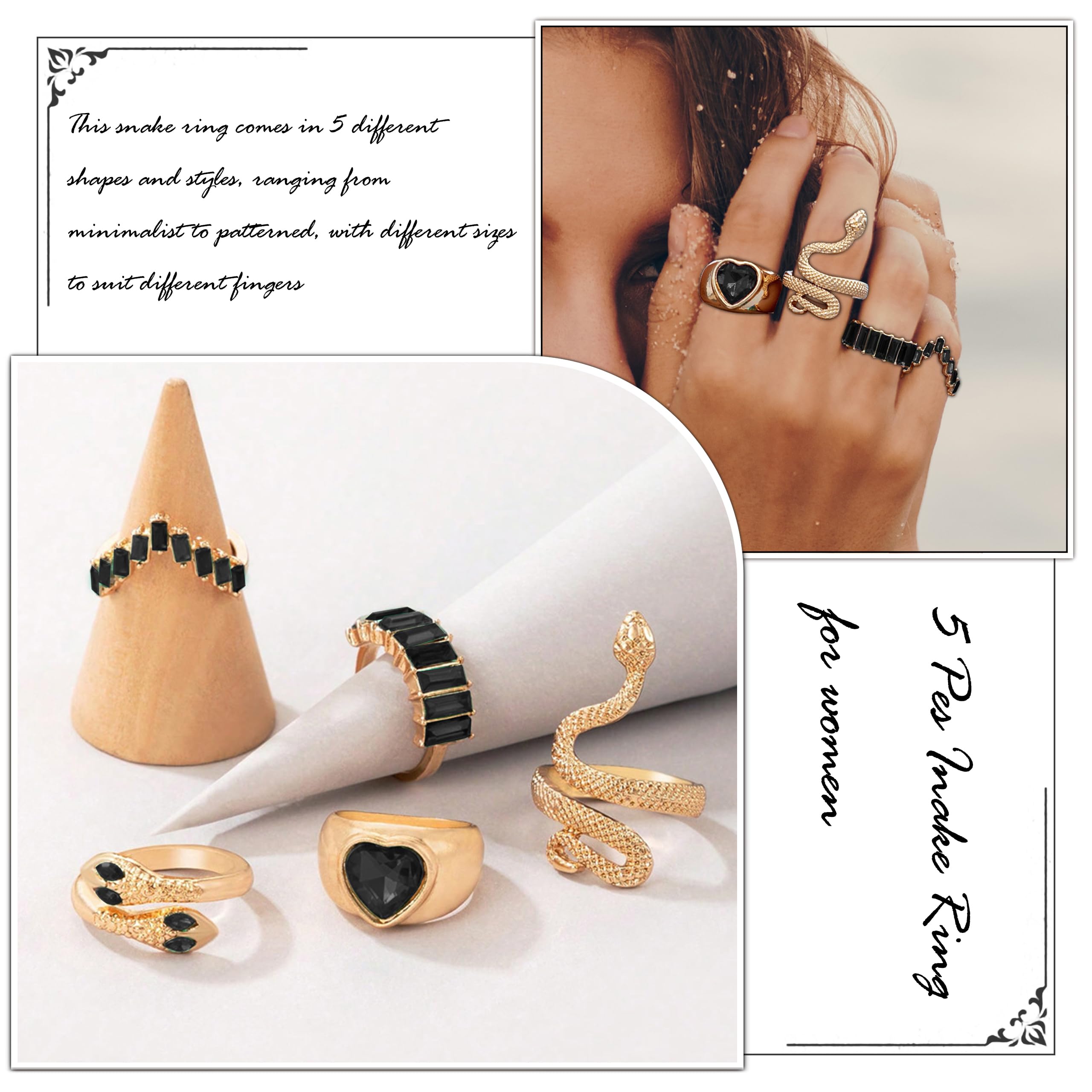 Snapklik.com : Snake Stackable Rings For Women Snake Jewelry Set ...