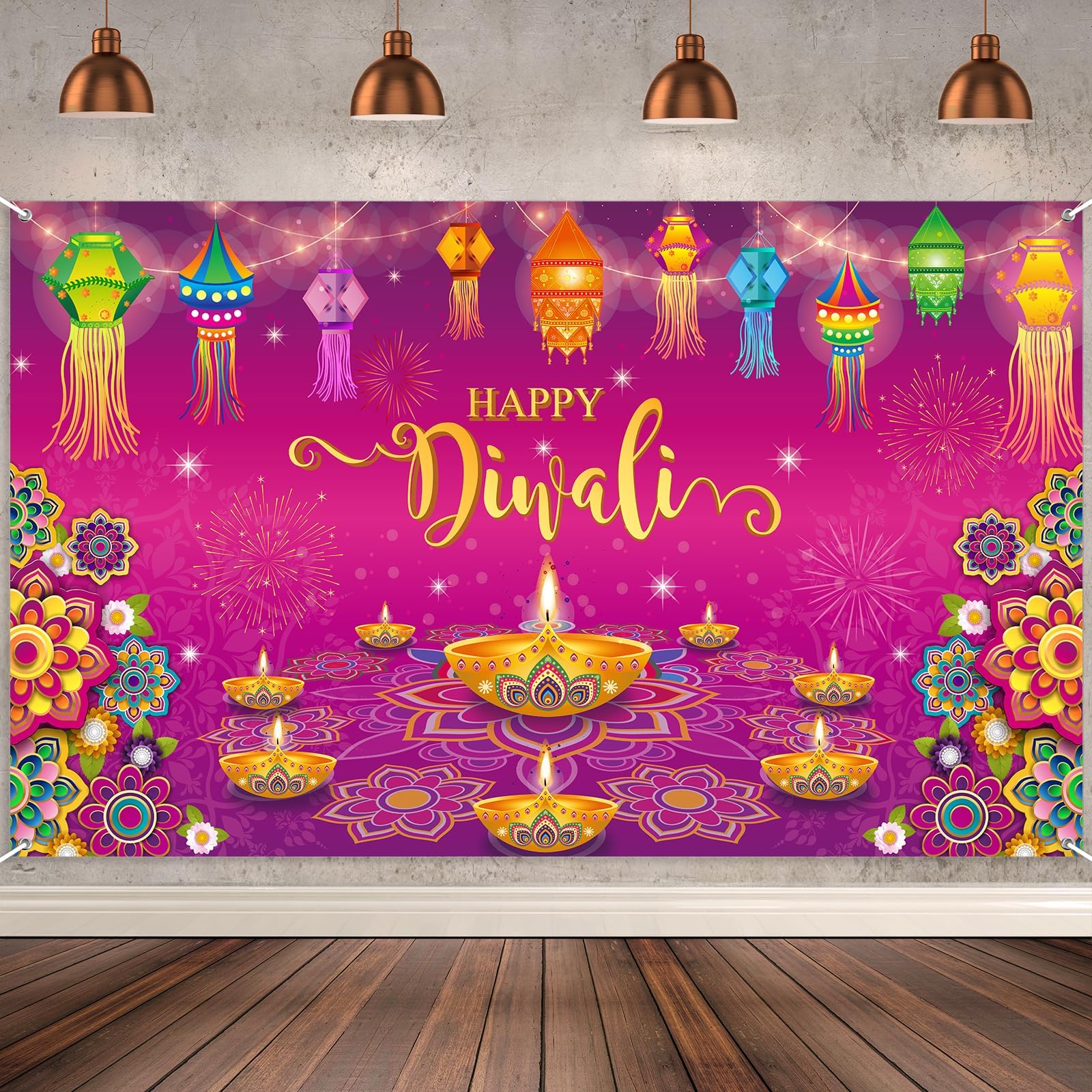 Amazon.com : Happy Diwali Backdrop Banner Decorations for Home Wall ...